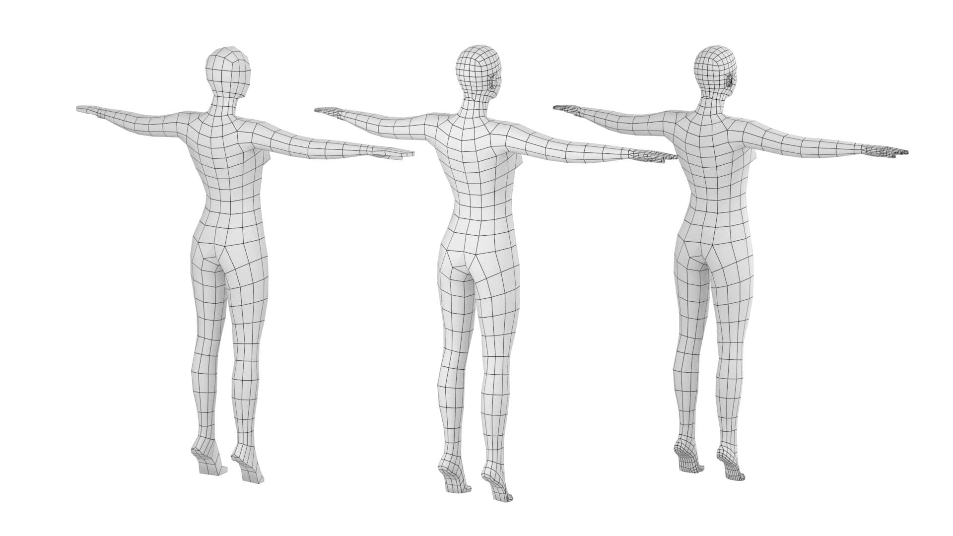 Natural Female on Toes in T-Pose Base Mesh 3D Model by Valerii-Kaliuzhnyi