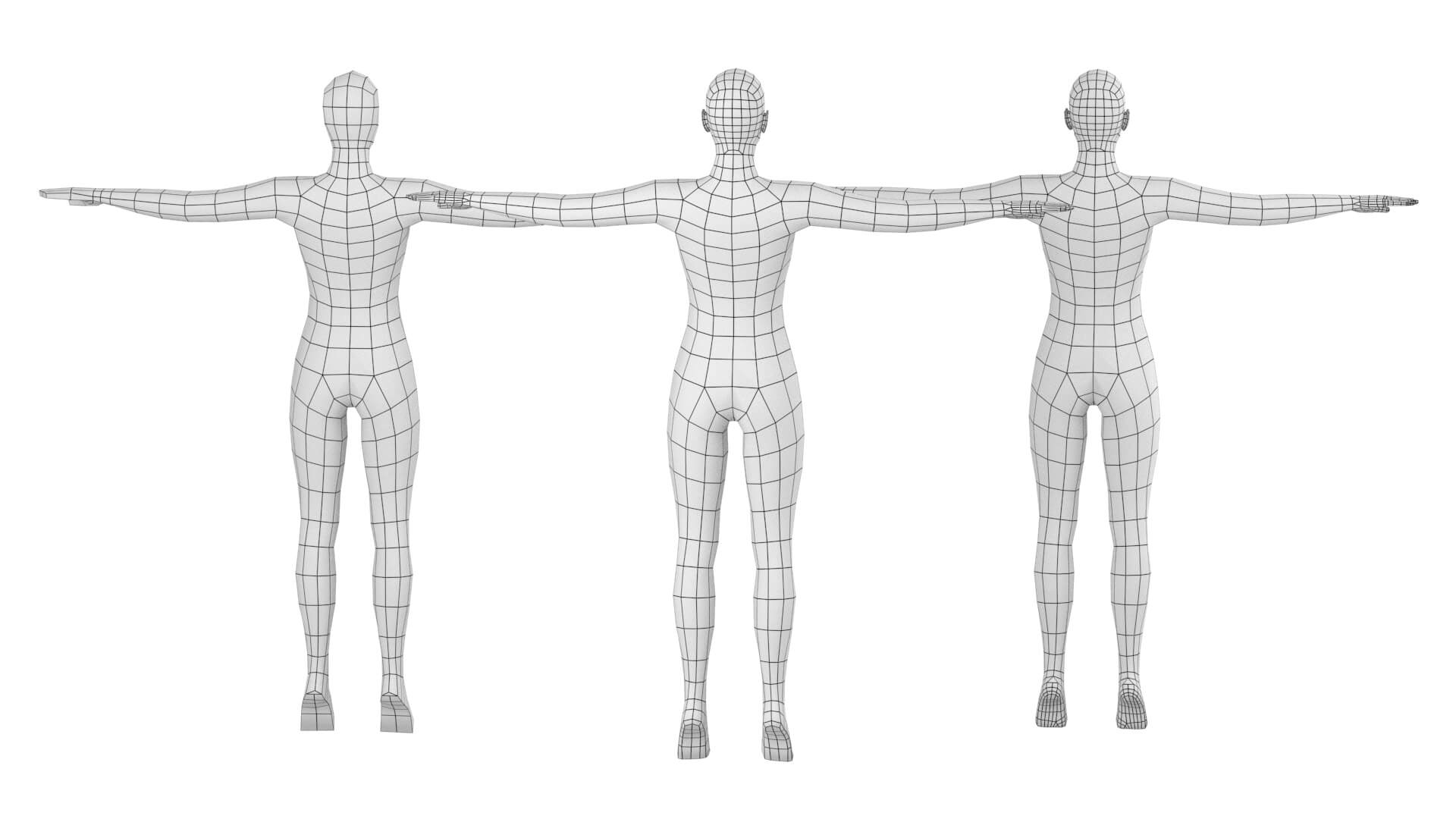 Natural Female on Toes in T-Pose Base Mesh 3D Model by Valerii-Kaliuzhnyi