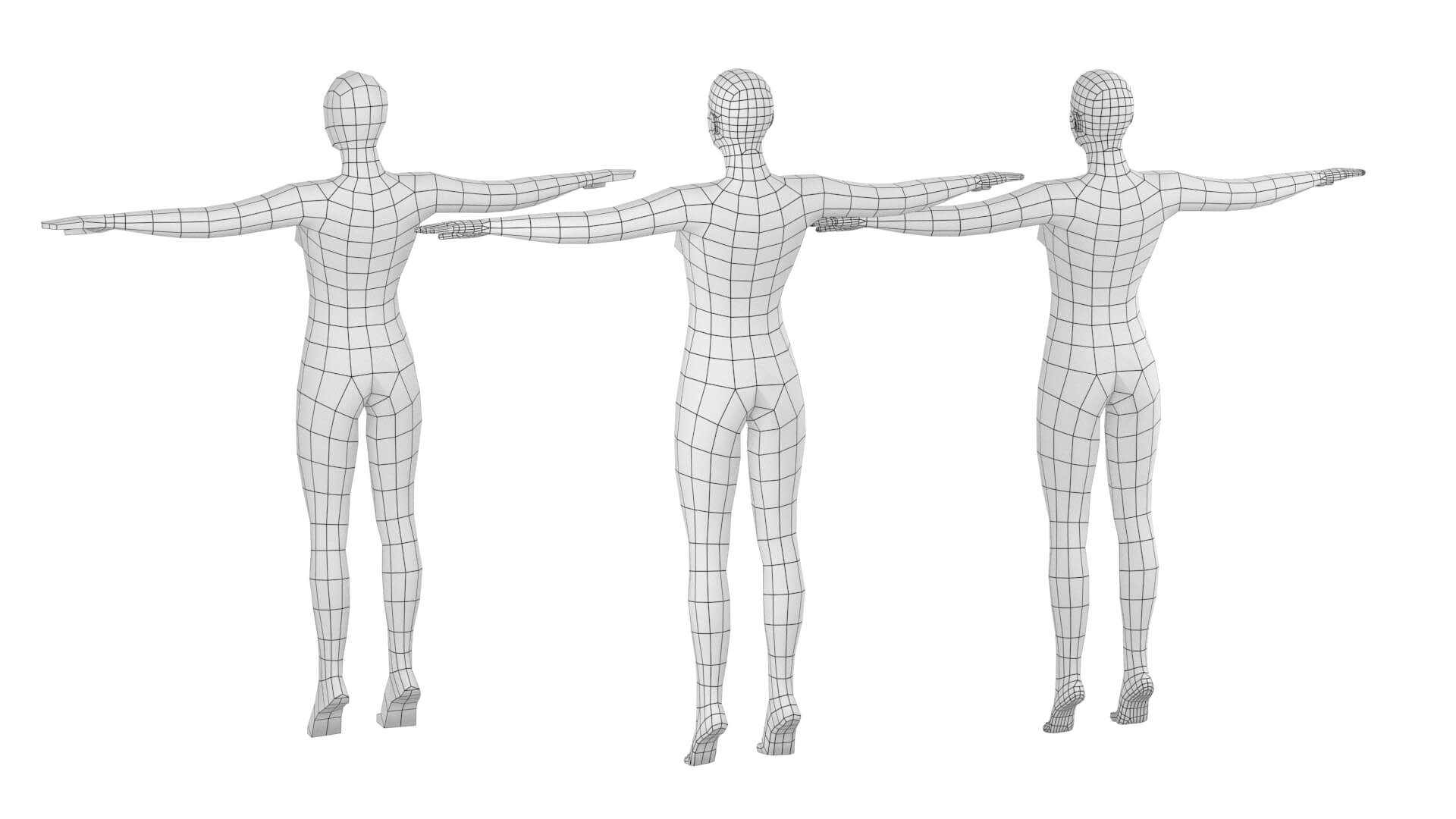 Natural Female on Toes in T-Pose Base Mesh 3D Model by Valerii-Kaliuzhnyi