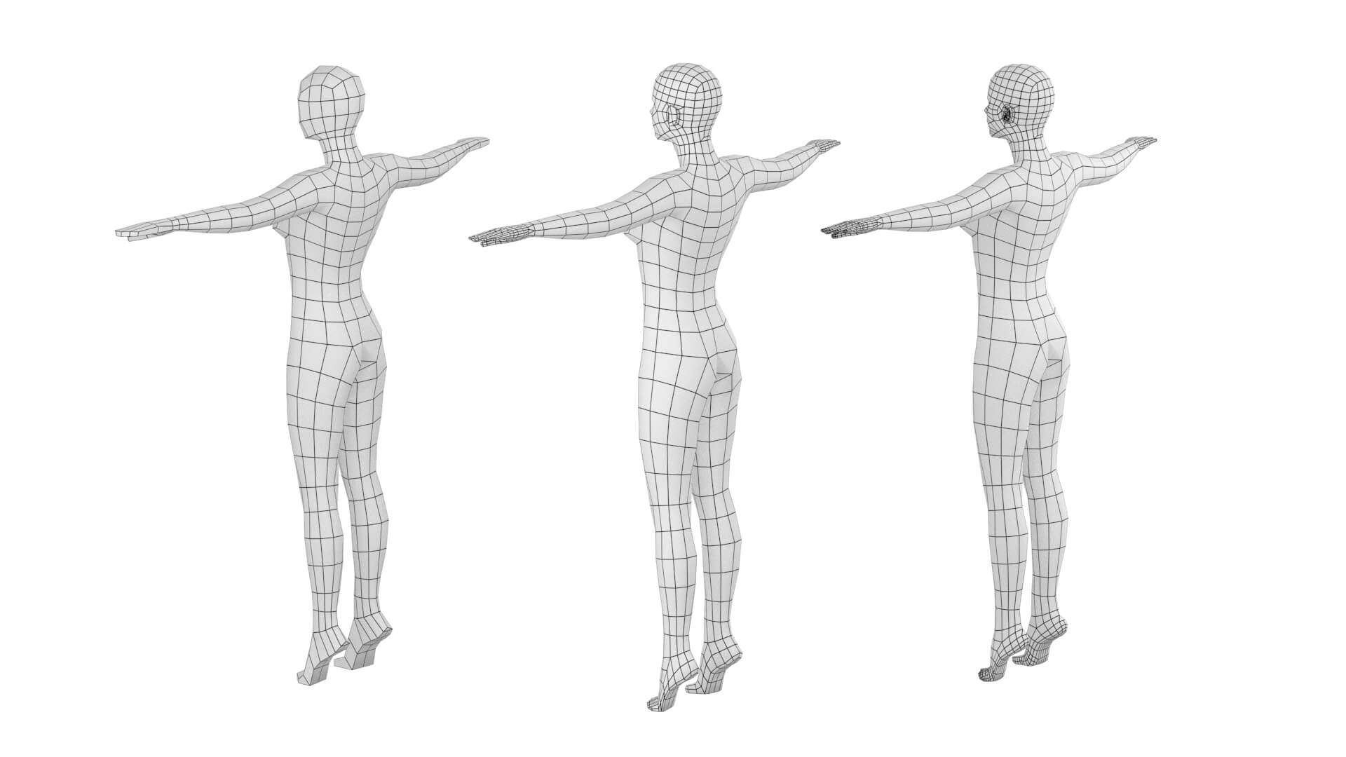 Natural Female on Toes in T-Pose Base Mesh 3D Model by Valerii-Kaliuzhnyi