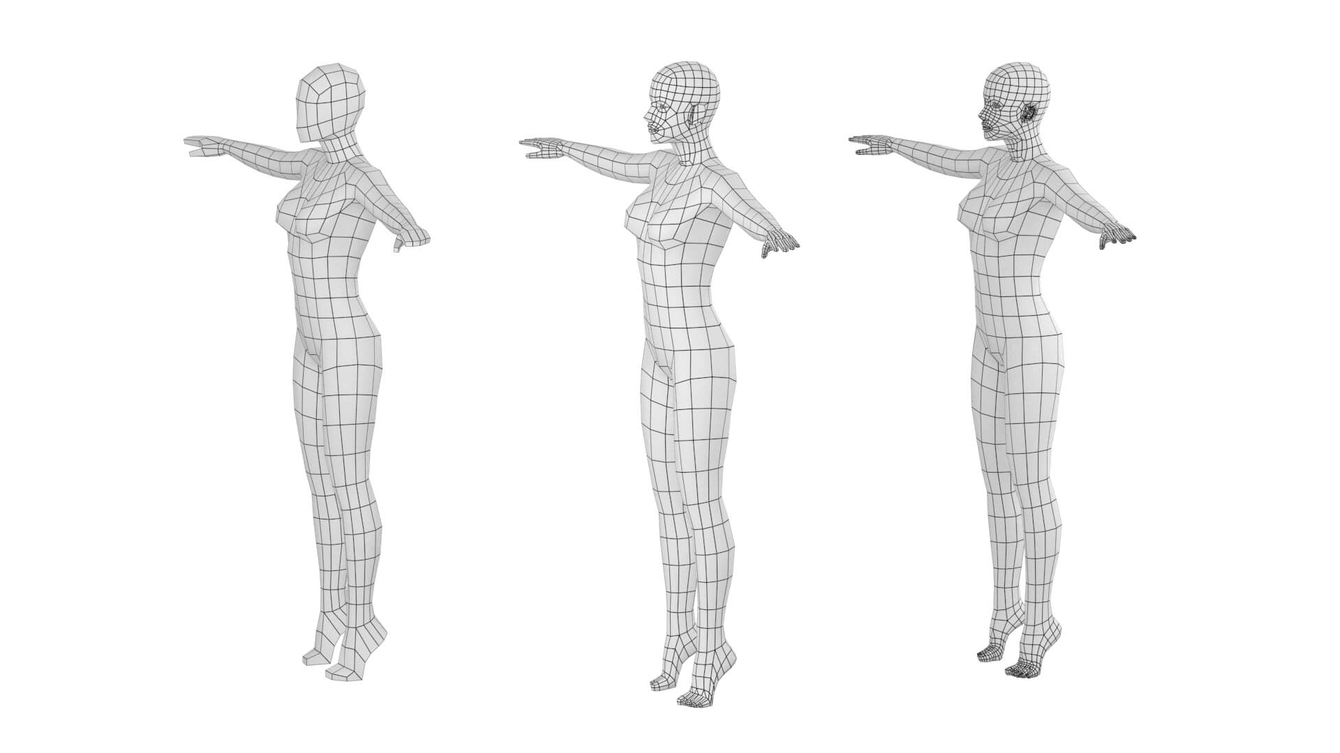 Natural Female on Toes in T-Pose Base Mesh 3D Model by Valerii-Kaliuzhnyi