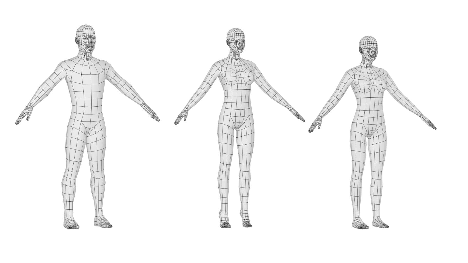 Natural Male and Female in A-Pose Base Mesh 3D Model by Valerii-Kaliuzhnyi