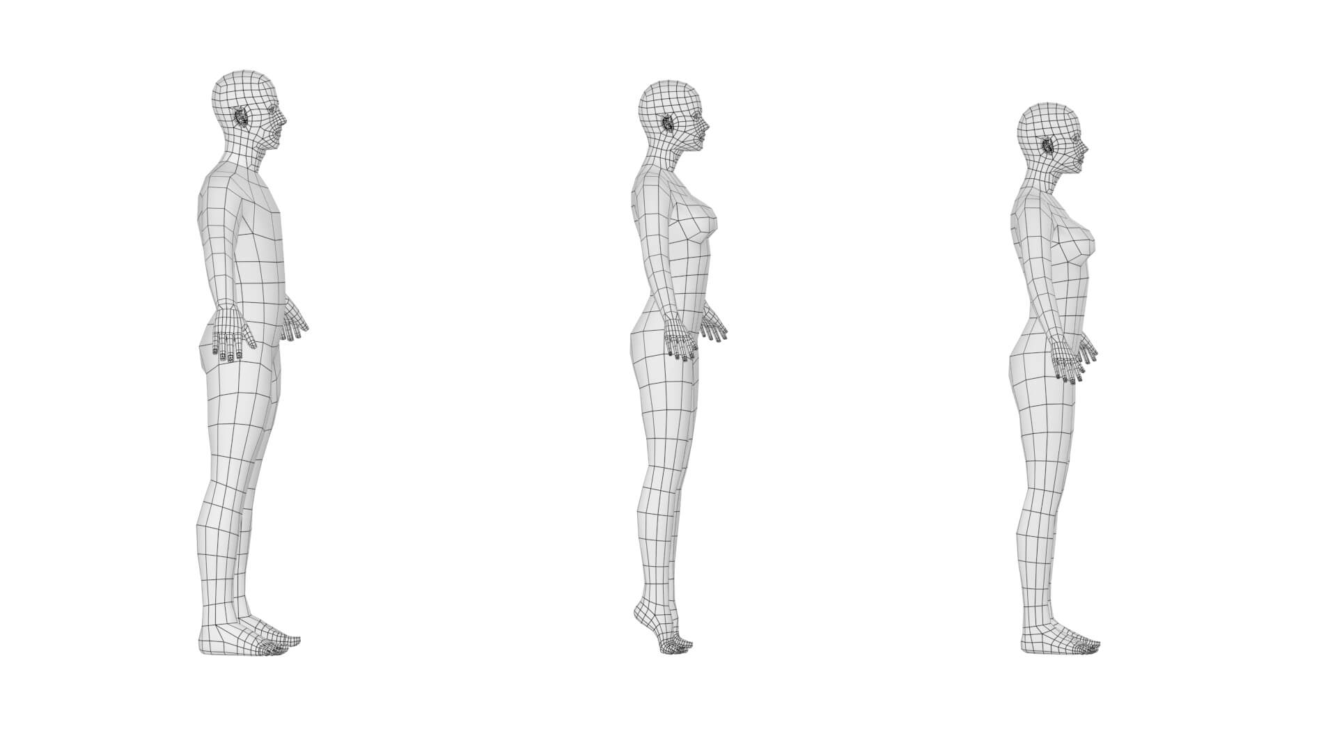 Natural Male and Female in A-Pose Base Mesh 3D Model by Valerii-Kaliuzhnyi