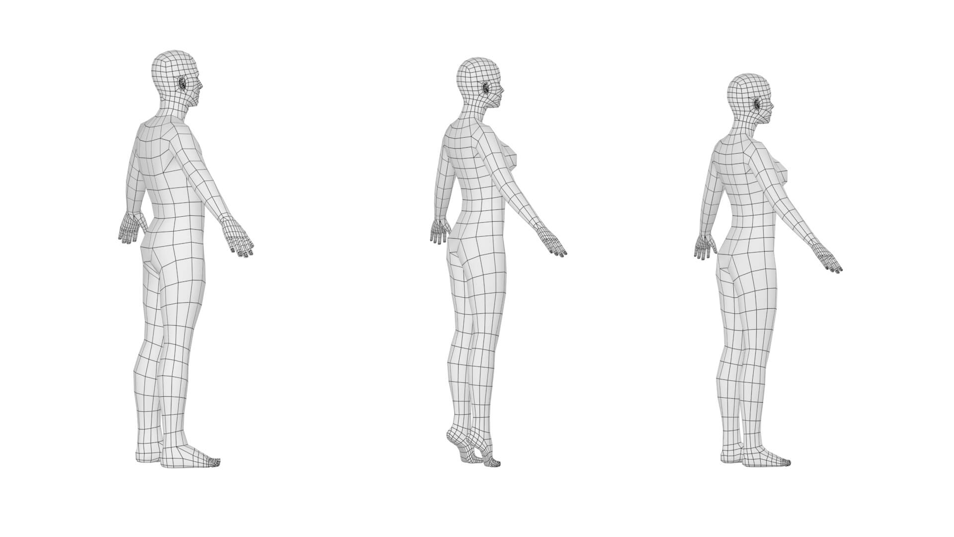 Natural Male and Female in A-Pose Base Mesh 3D Model by Valerii-Kaliuzhnyi