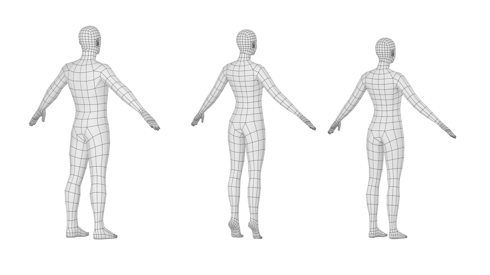 Natural Male and Female in A-Pose Base Mesh 3D Model by Valerii-Kaliuzhnyi