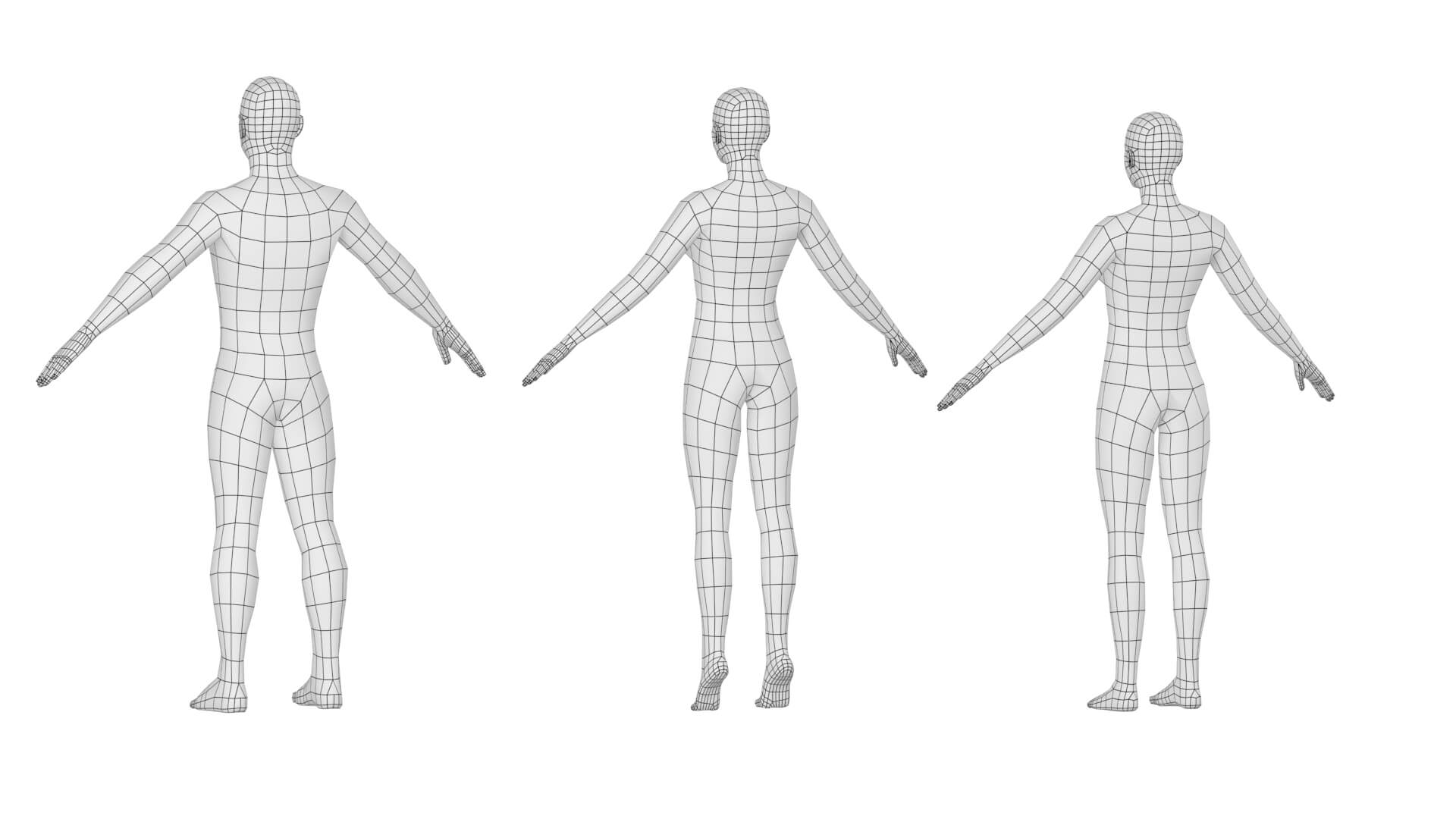 Natural Male and Female in A-Pose Base Mesh 3D Model by Valerii-Kaliuzhnyi