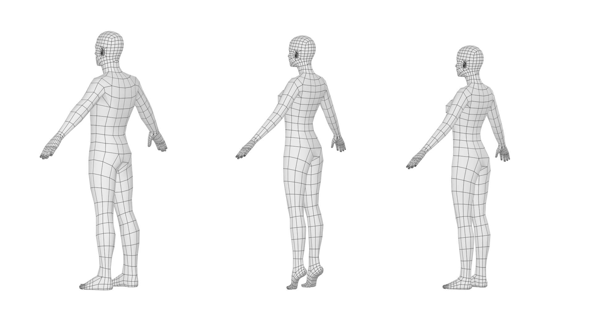 Natural Male and Female in A-Pose Base Mesh 3D Model by Valerii-Kaliuzhnyi