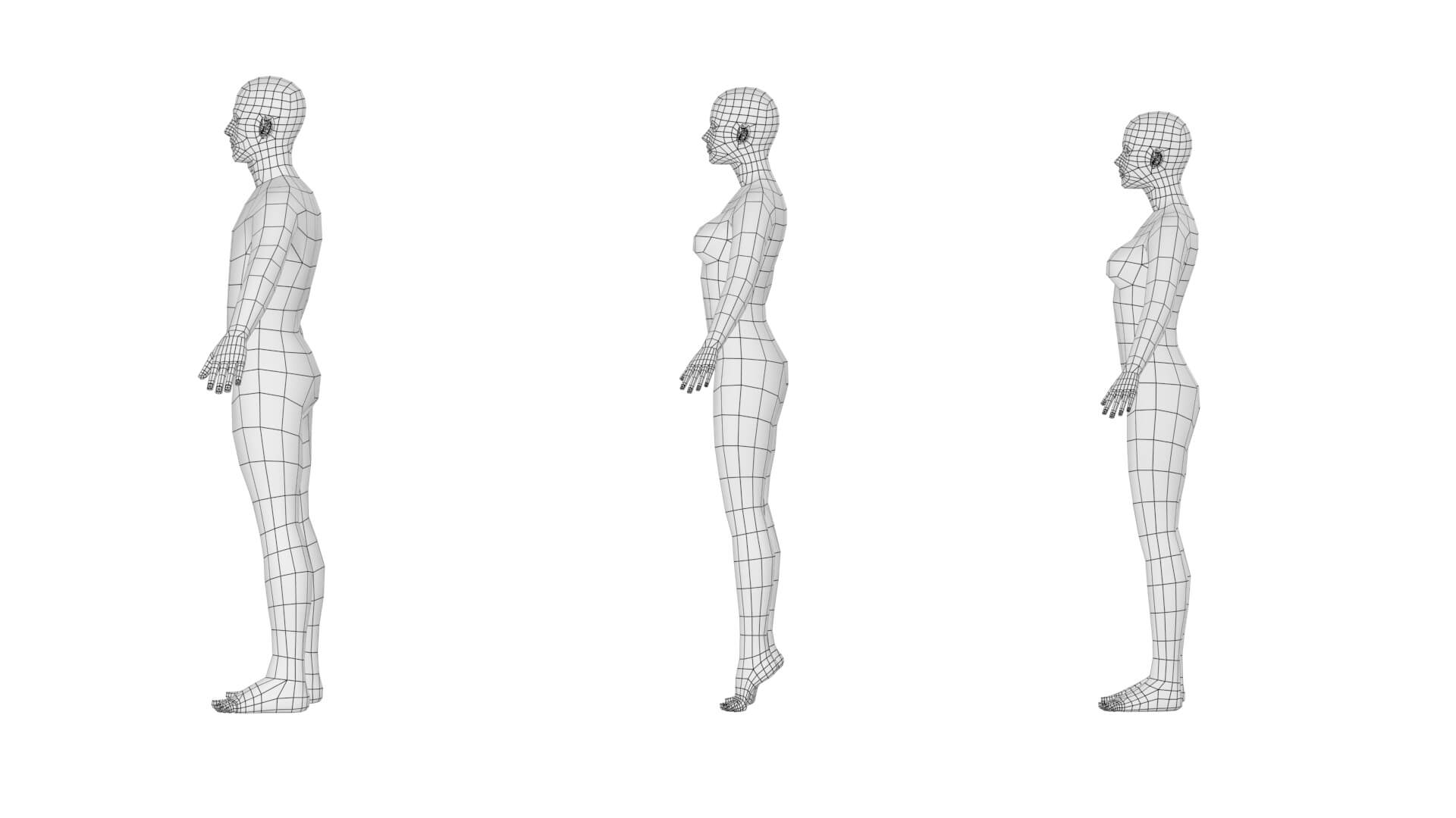 Natural Male and Female in A-Pose Base Mesh 3D Model by Valerii-Kaliuzhnyi
