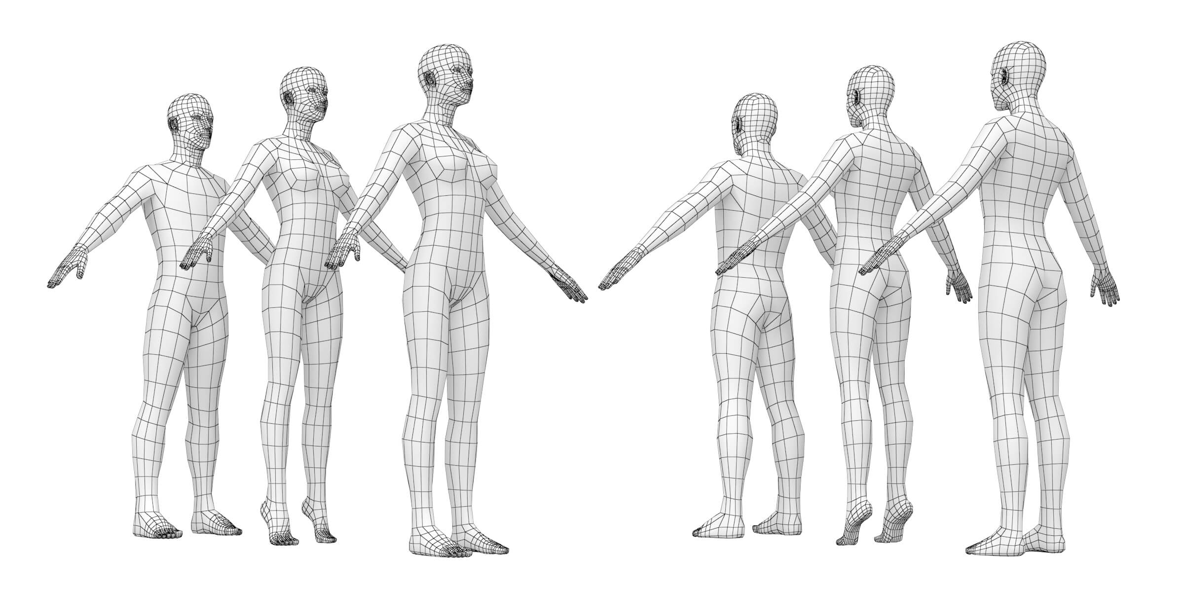 Natural Male and Female in A-Pose Base Mesh 3D Model by Valerii-Kaliuzhnyi