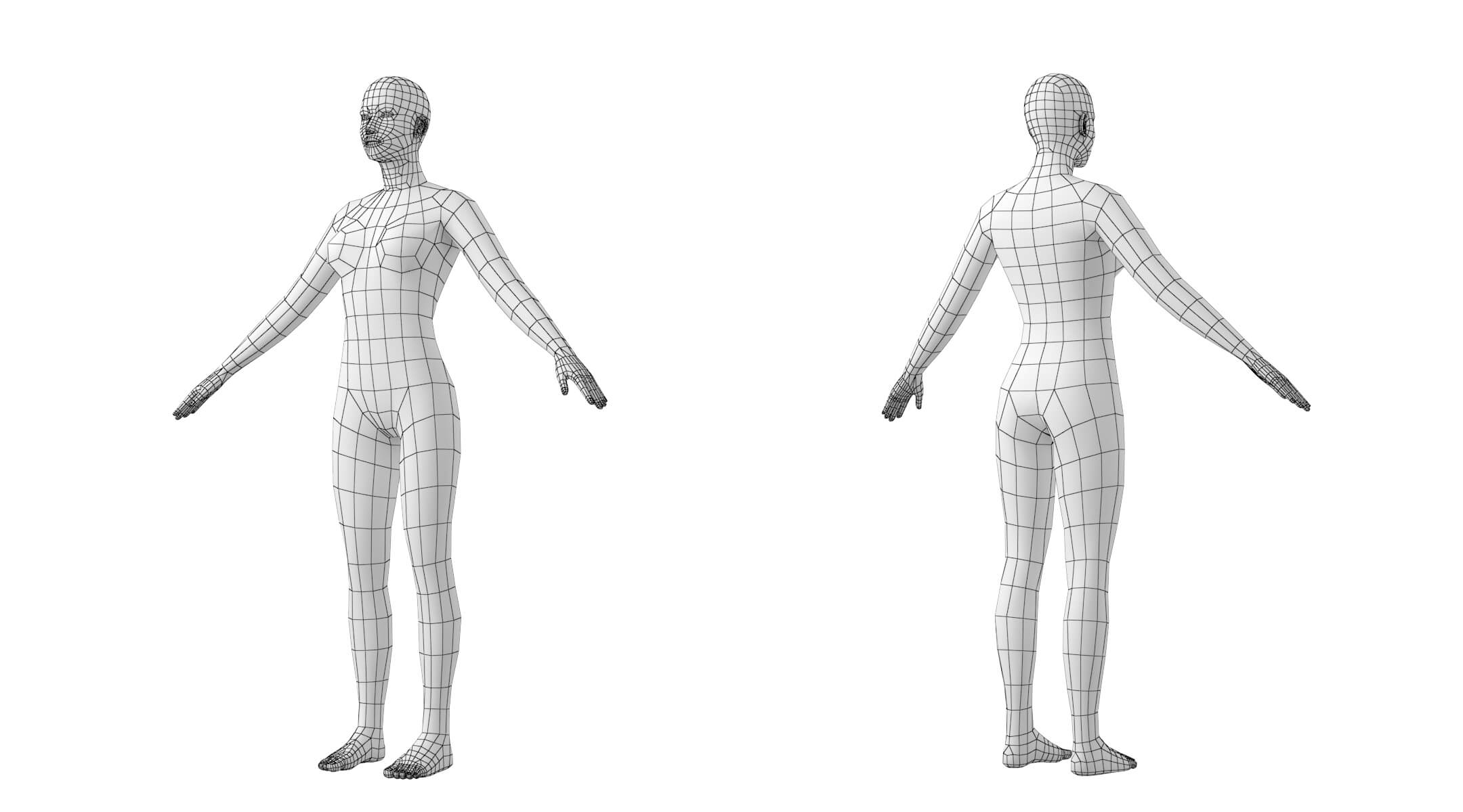 Natural Male and Female in A-Pose Base Mesh 3D Model by Valerii-Kaliuzhnyi