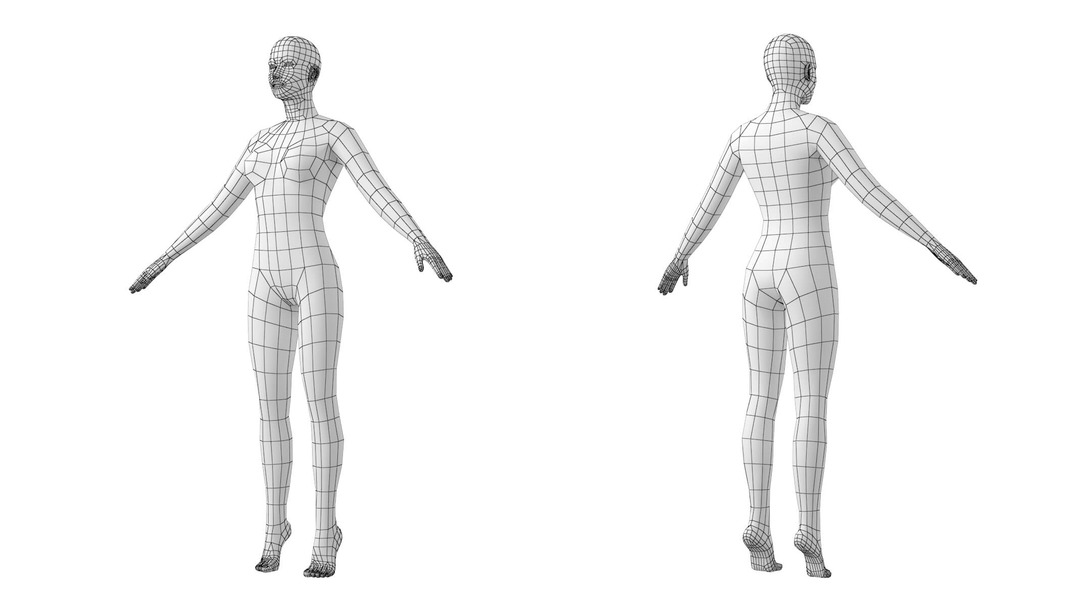 Natural Male and Female in A-Pose Base Mesh 3D Model by Valerii-Kaliuzhnyi