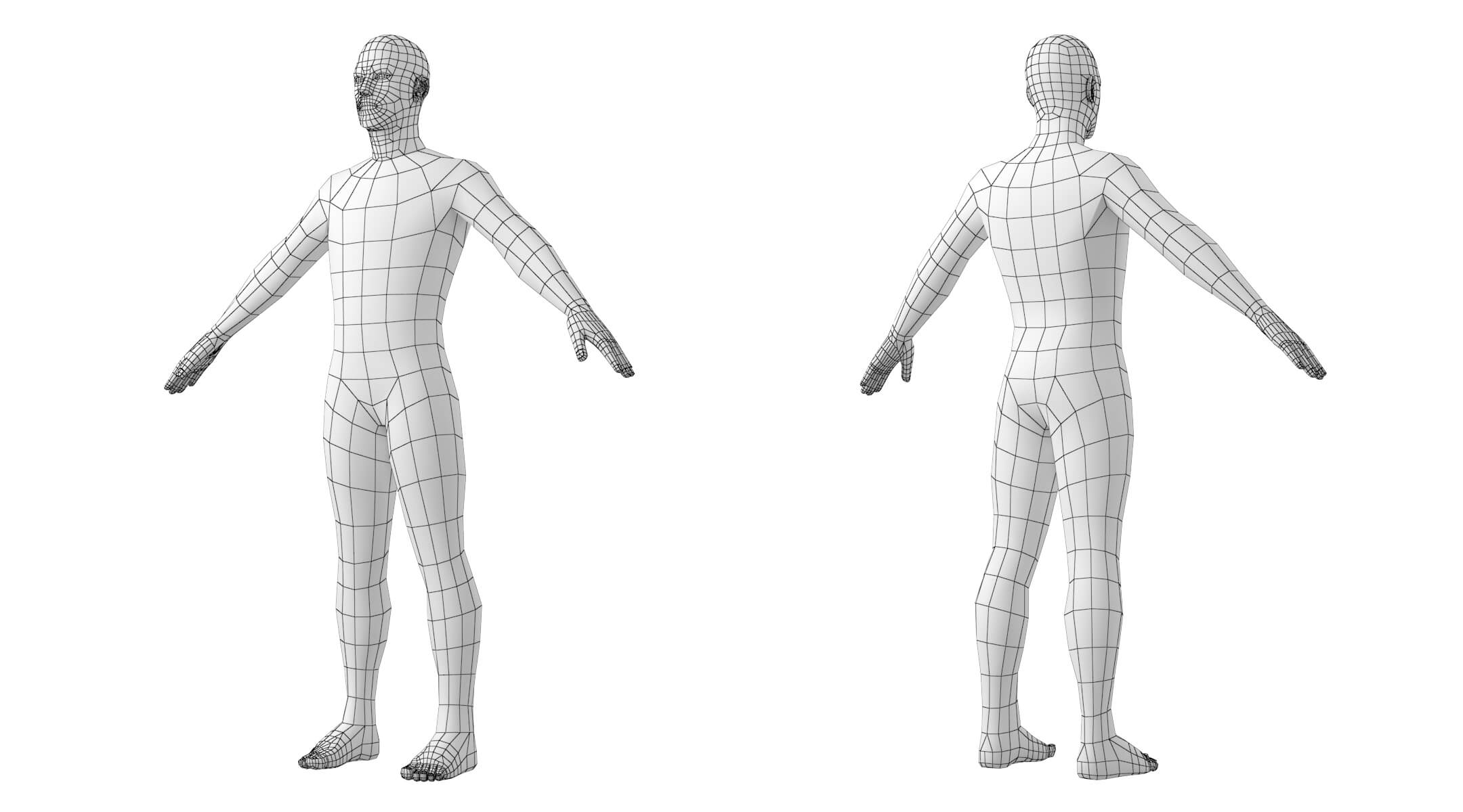 Natural Male and Female in A-Pose Base Mesh 3D Model by Valerii-Kaliuzhnyi