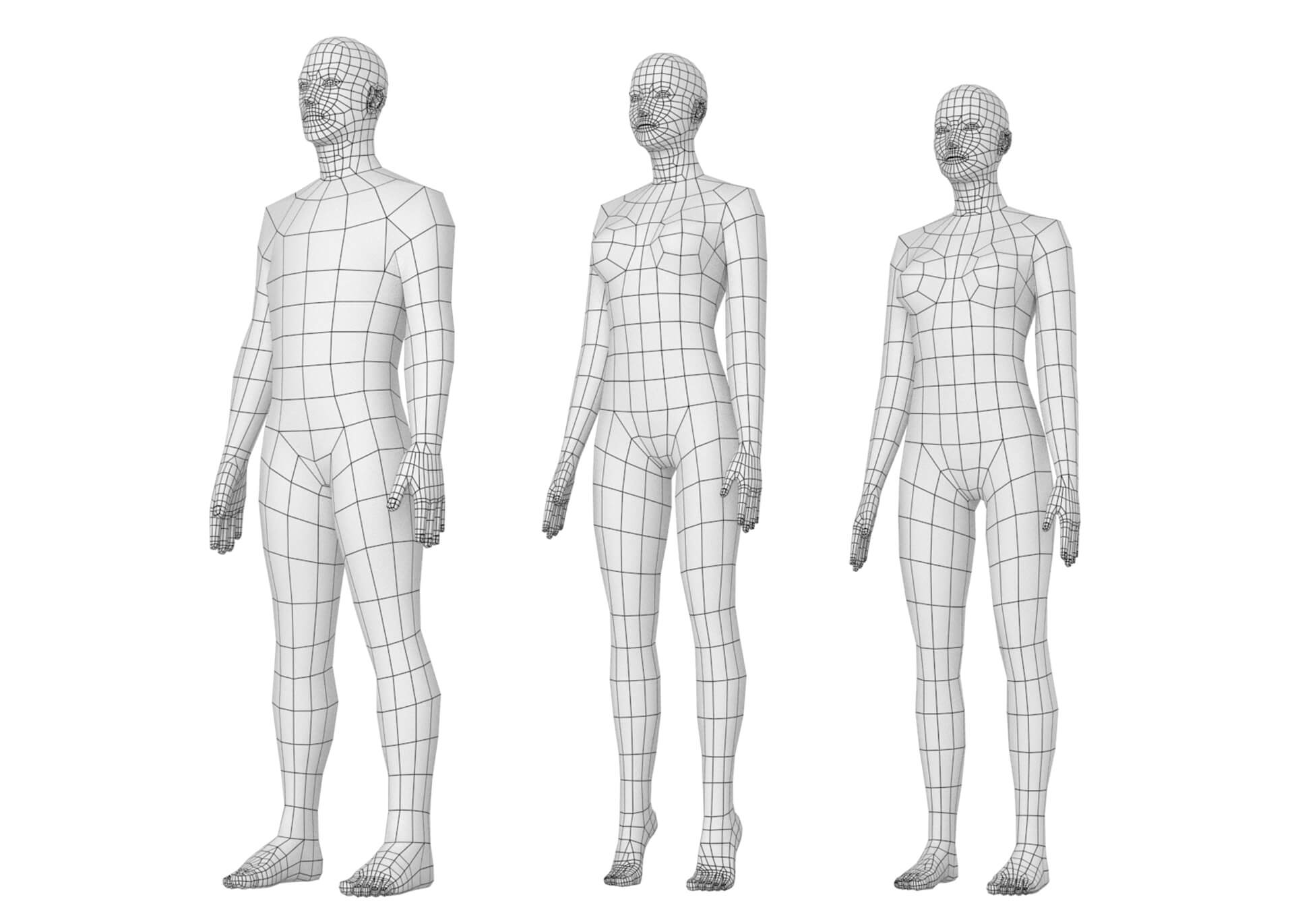 Natural Male and Female in Rest Pose Base Mesh - 3D Model by Valerii ...