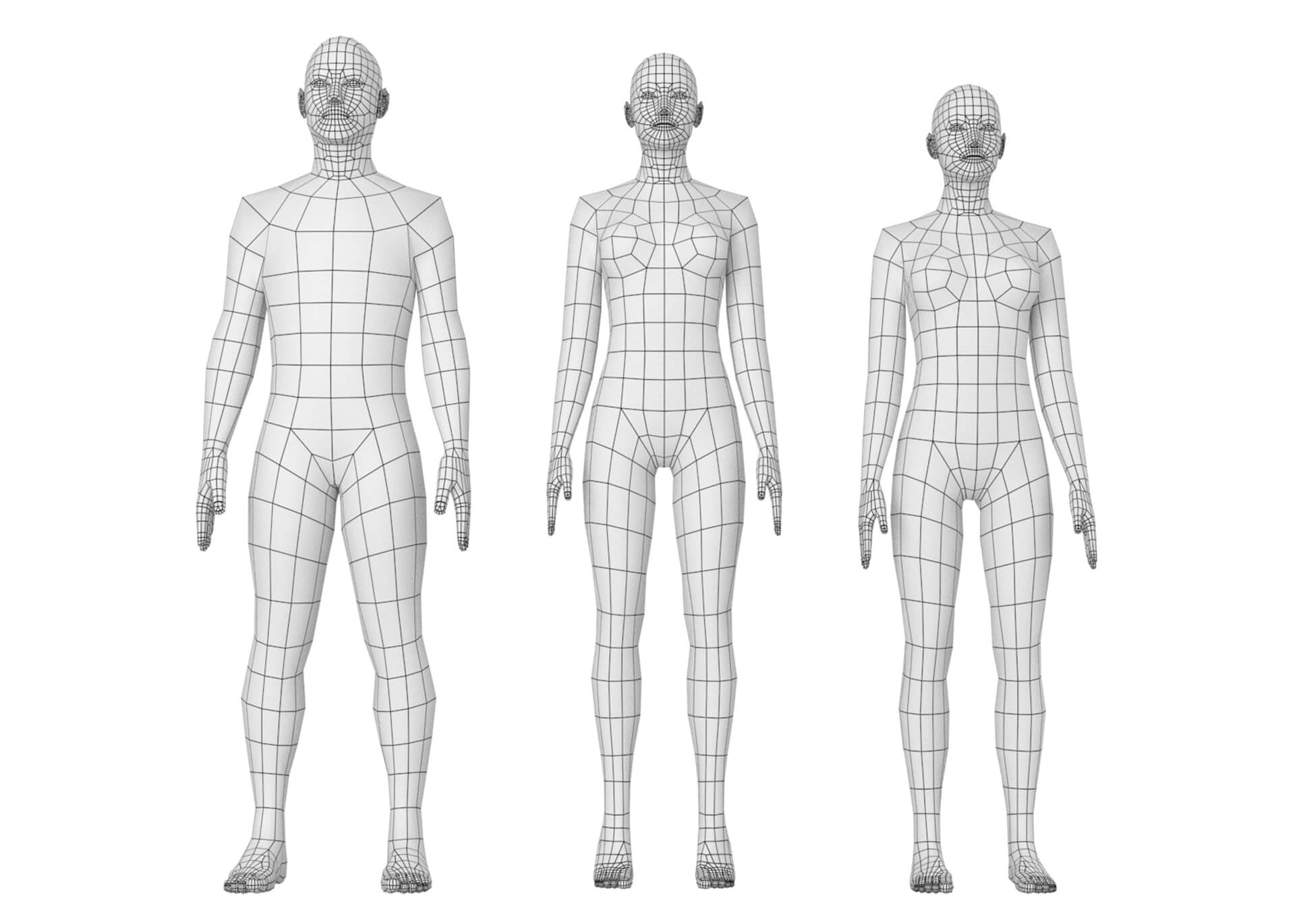 Natural Male and Female in Rest Pose Base Mesh - 3D Model by Valerii ...