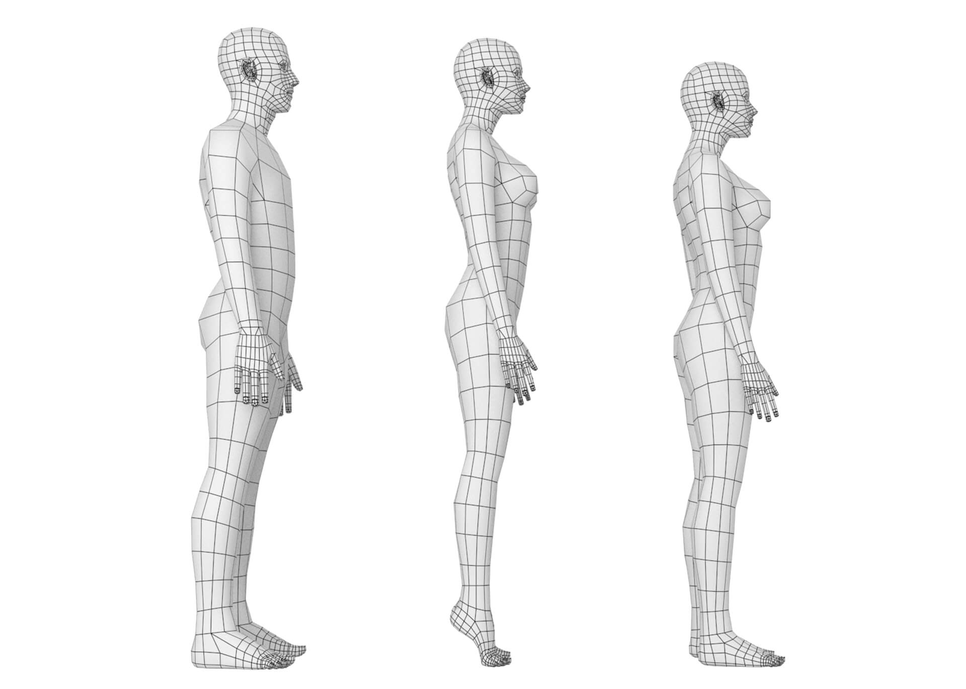 Natural Male and Female in Rest Pose Base Mesh - 3D Model by Valerii ...