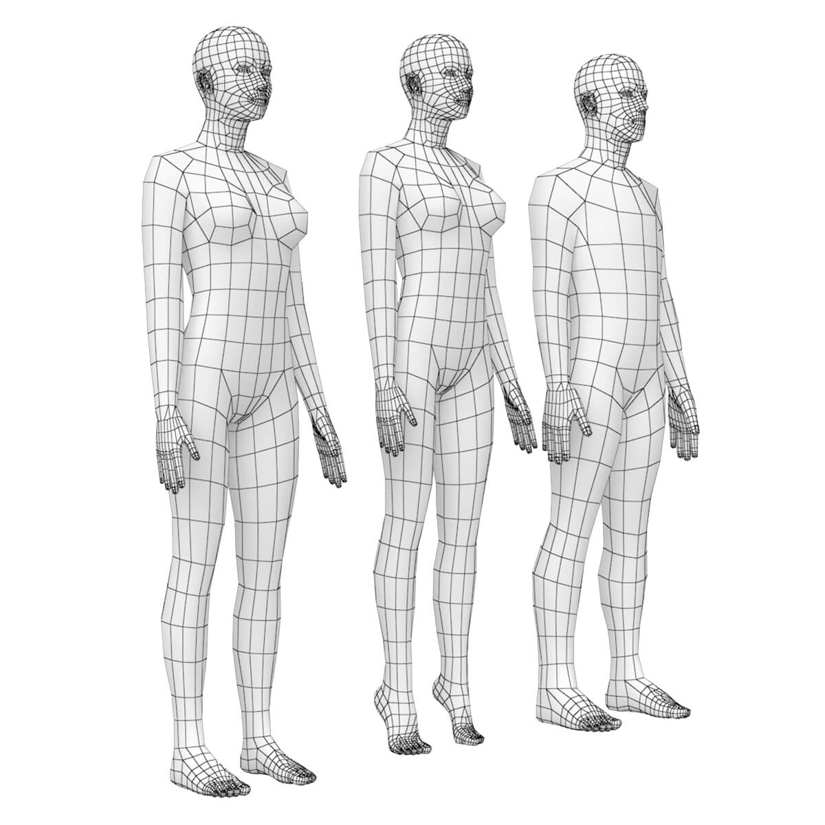 Natural Male and Female in Rest Pose Base Mesh - 3D Model by Valerii ...