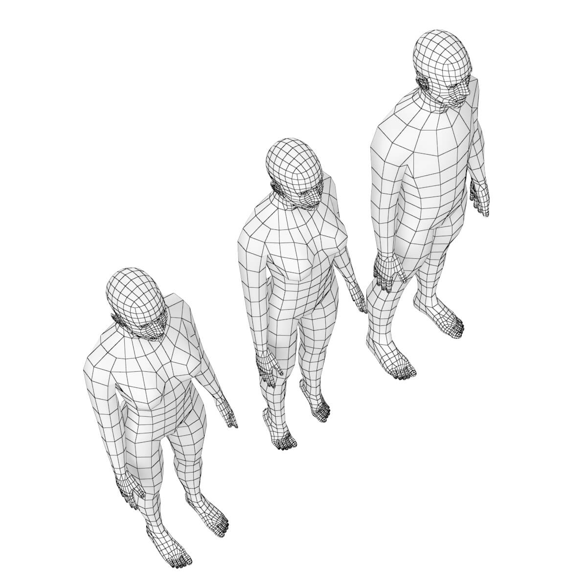 Natural Male and Female in Rest Pose Base Mesh - 3D Model by Valerii ...