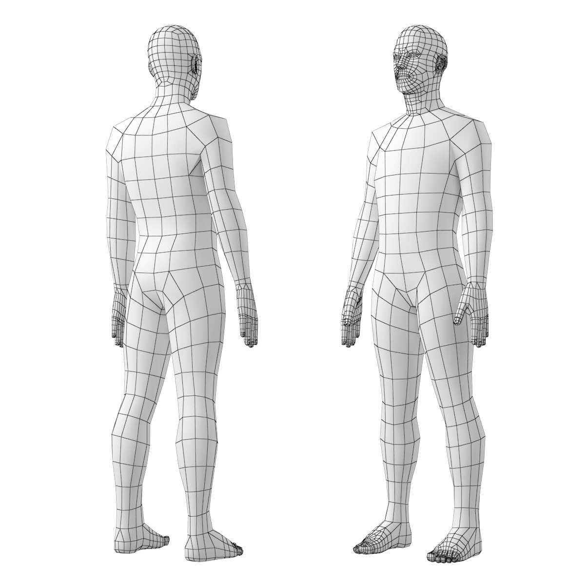Natural Male and Female in Rest Pose Base Mesh - 3D Model by Valerii ...