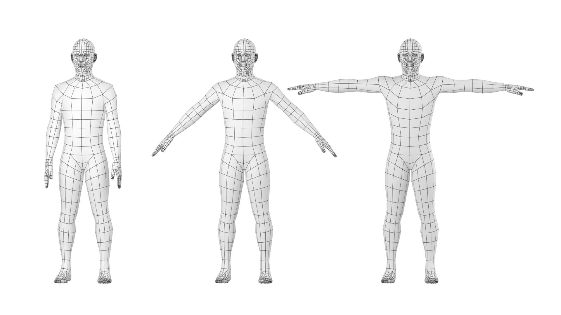 Natural Male in 3 Modeling Poses Base Mesh - 3D Model by Valerii-Kaliuzhnyi