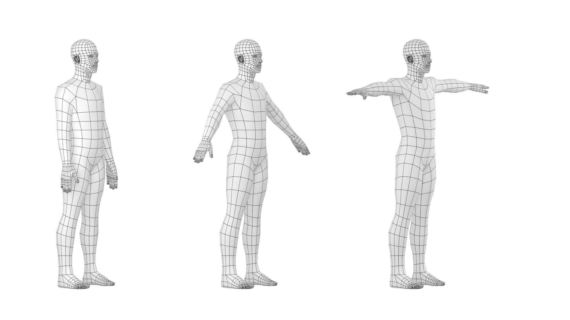 Natural Male in 3 Modeling Poses Base Mesh - 3D Model by Valerii-Kaliuzhnyi