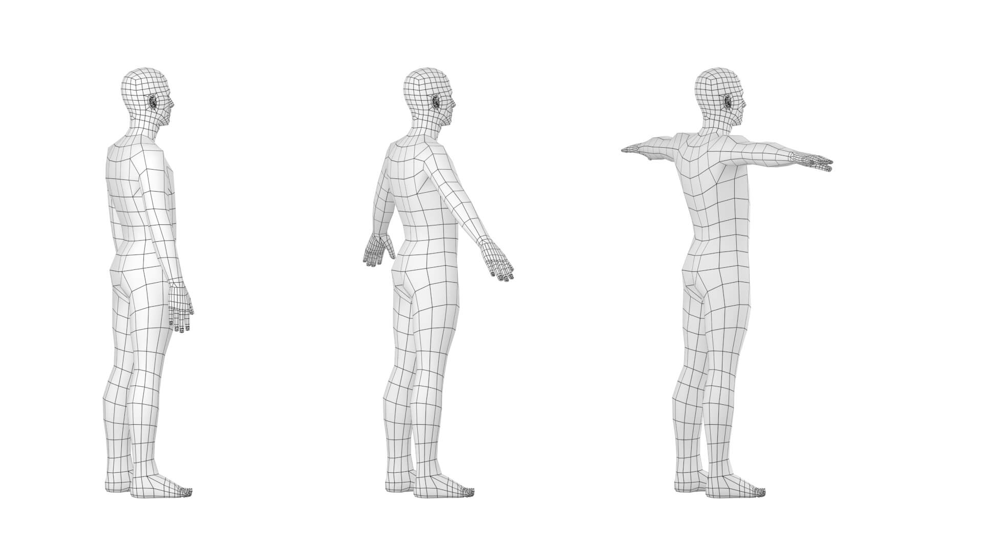 Natural Male in 3 Modeling Poses Base Mesh - 3D Model by Valerii-Kaliuzhnyi