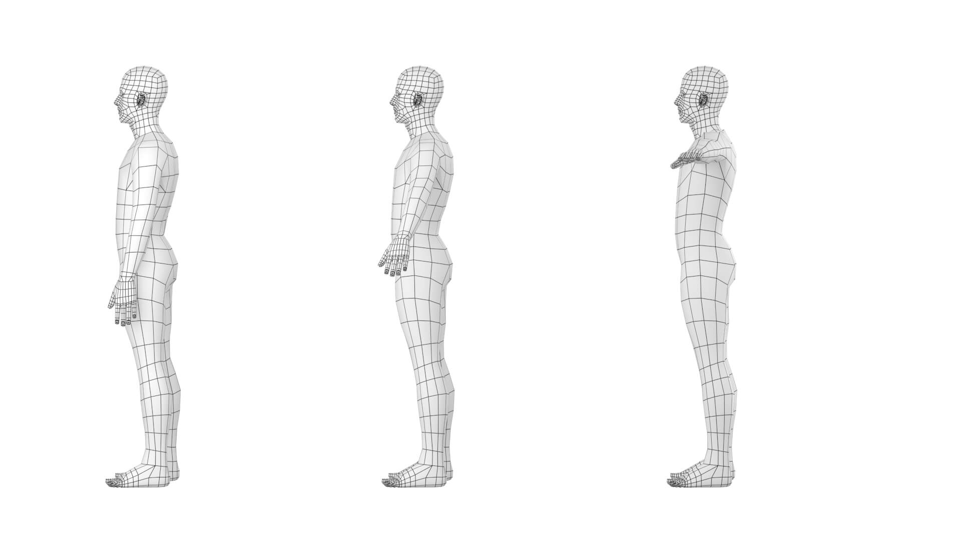 Natural Male in 3 Modeling Poses Base Mesh - 3D Model by Valerii-Kaliuzhnyi
