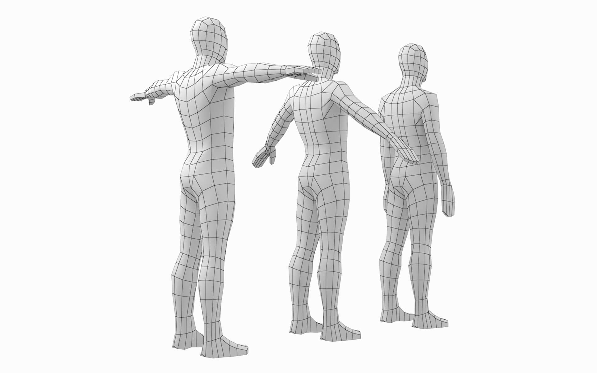 Natural Male in 3 Modeling Poses Base Mesh - 3D Model by Valerii-Kaliuzhnyi