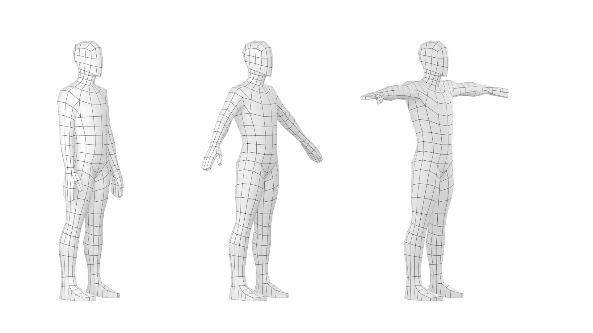 Natural Male in 3 Modeling Poses Base Mesh - 3D Model by Valerii-Kaliuzhnyi