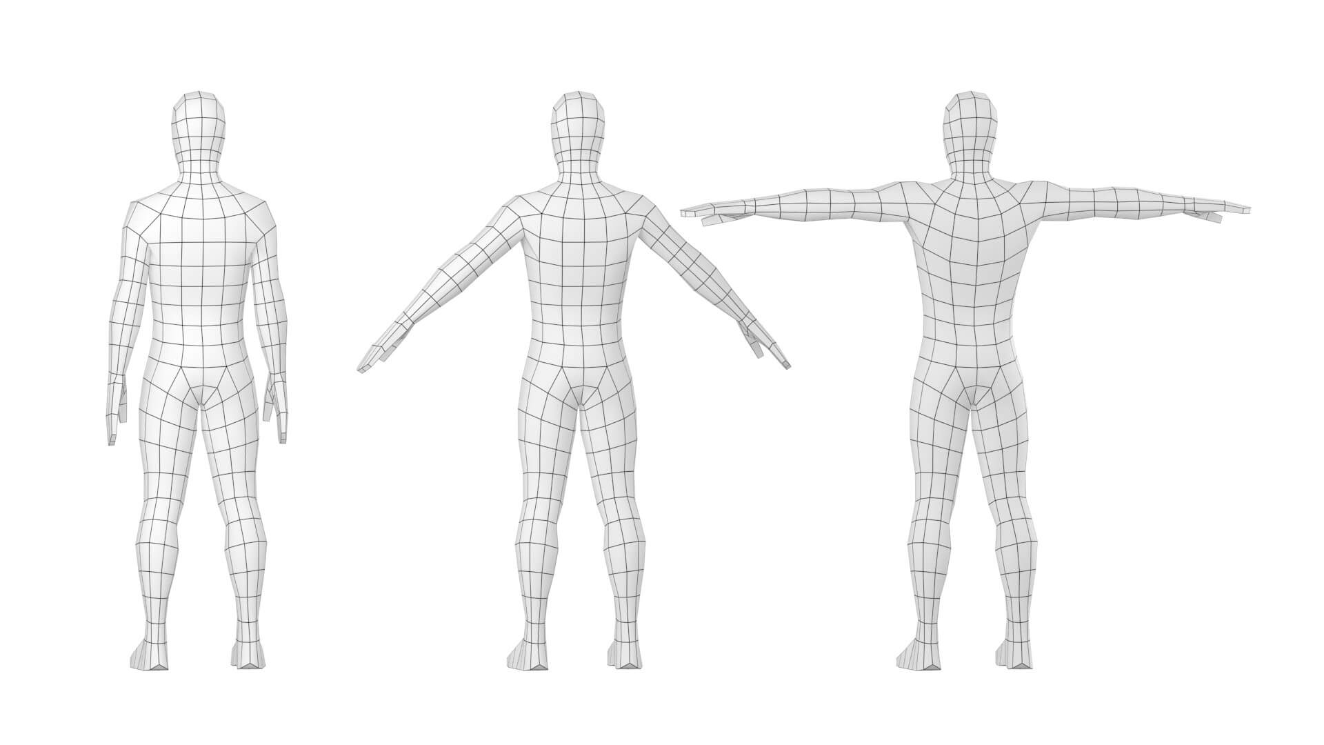 Natural Male in 3 Modeling Poses Base Mesh - 3D Model by Valerii-Kaliuzhnyi