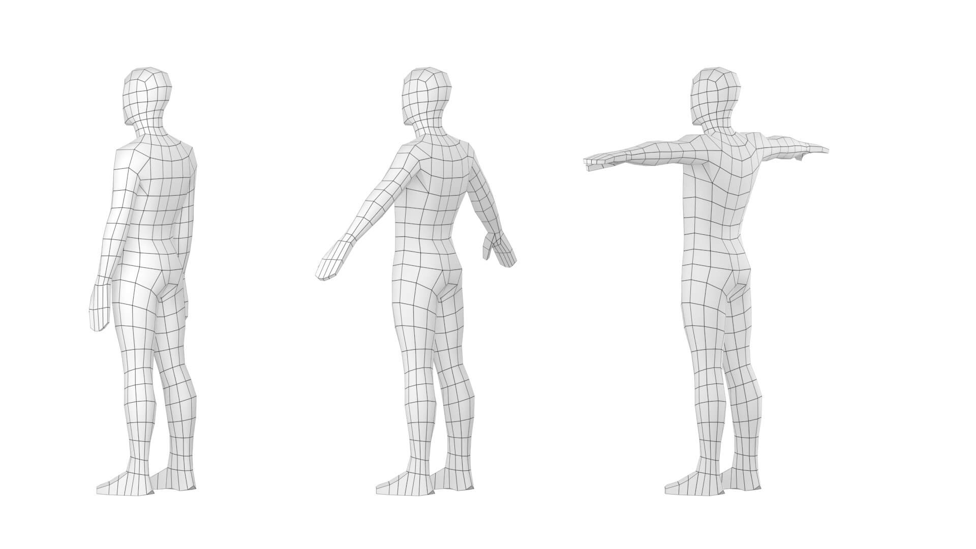 Natural Male in 3 Modeling Poses Base Mesh - 3D Model by Valerii-Kaliuzhnyi