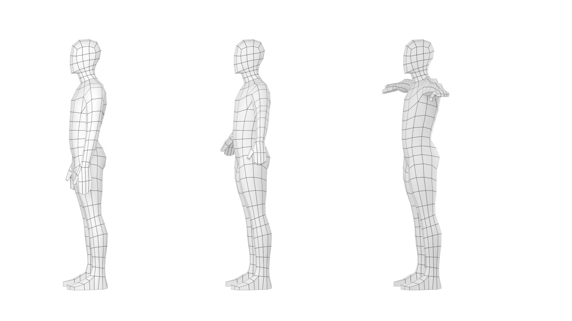 Natural Male in 3 Modeling Poses Base Mesh - 3D Model by Valerii-Kaliuzhnyi