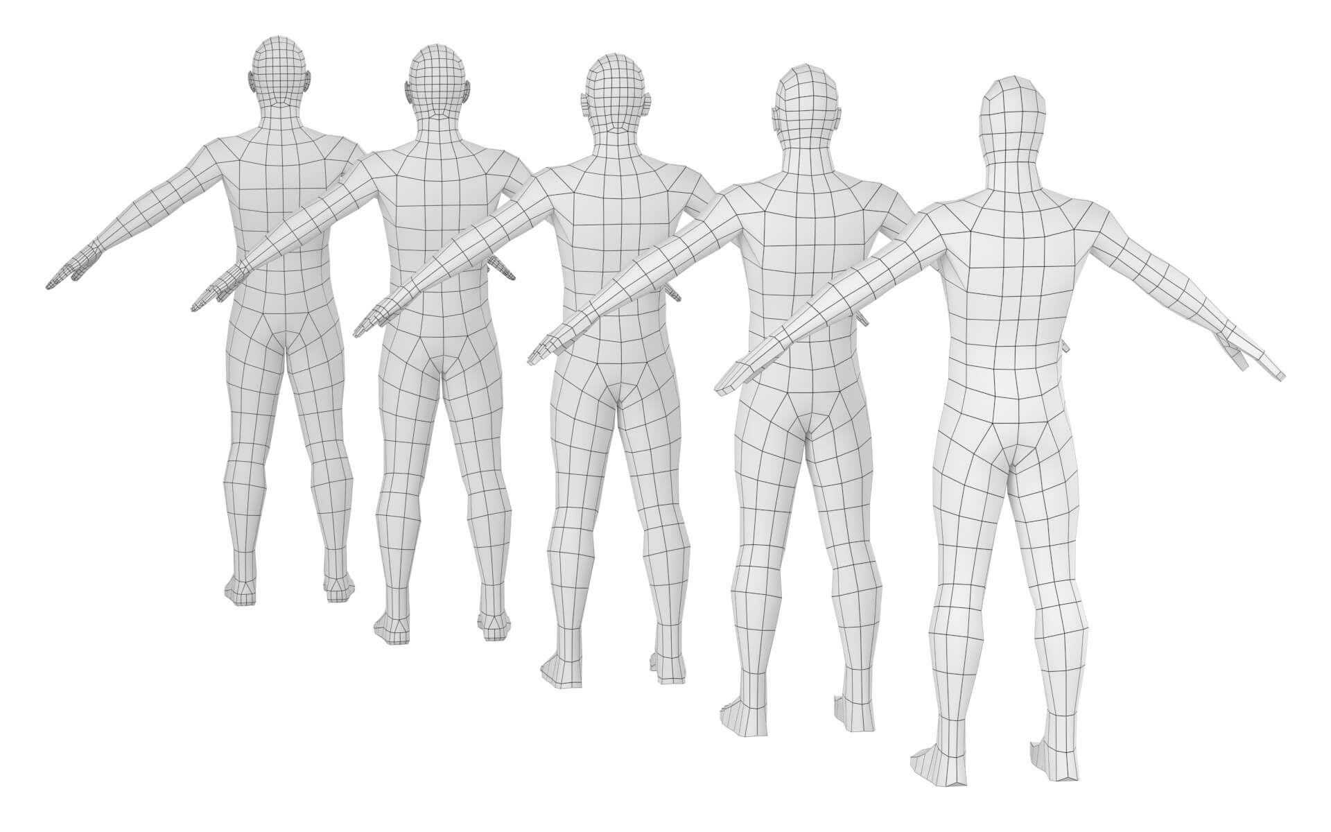 Natural Male in A-Pose in 5 Topologies 3D Model by Valerii-Kaliuzhnyi