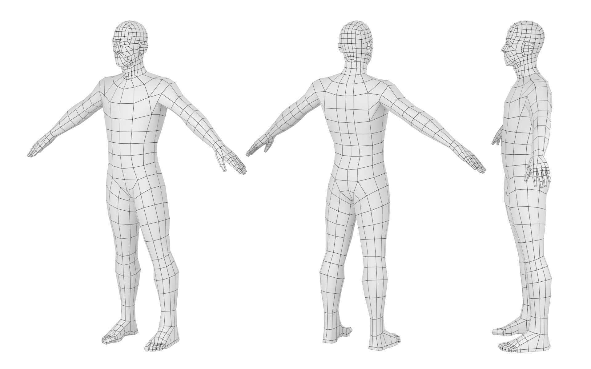 Natural Male in A-Pose in 5 Topologies 3D Model by Valerii-Kaliuzhnyi
