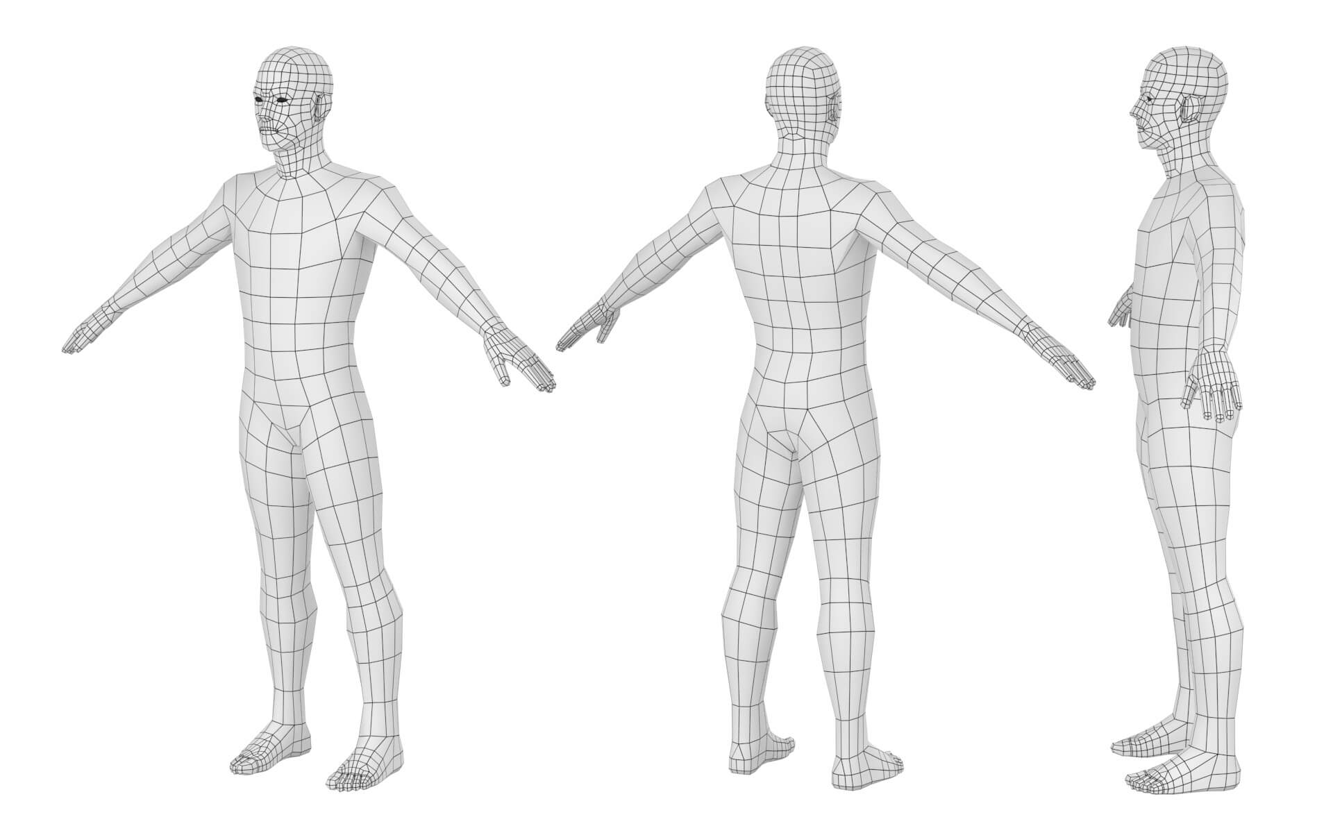 Natural Male in A-Pose in 5 Topologies 3D Model by Valerii-Kaliuzhnyi