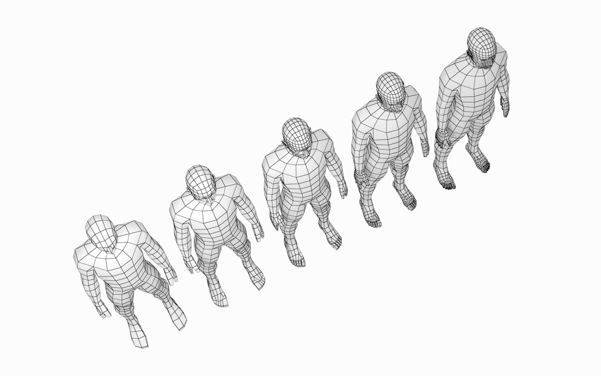 Natural Male in Rest Pose in 5 Topologies - 3D Model by Valerii-Kaliuzhnyi