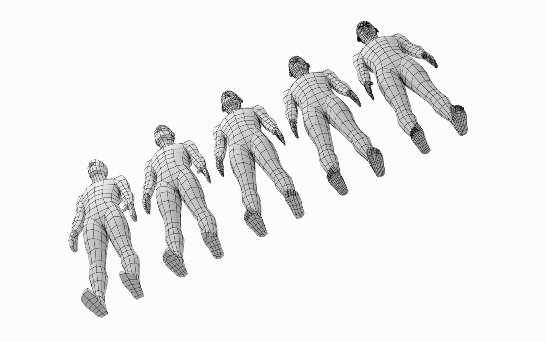 Natural Male in Rest Pose in 5 Topologies - 3D Model by Valerii-Kaliuzhnyi