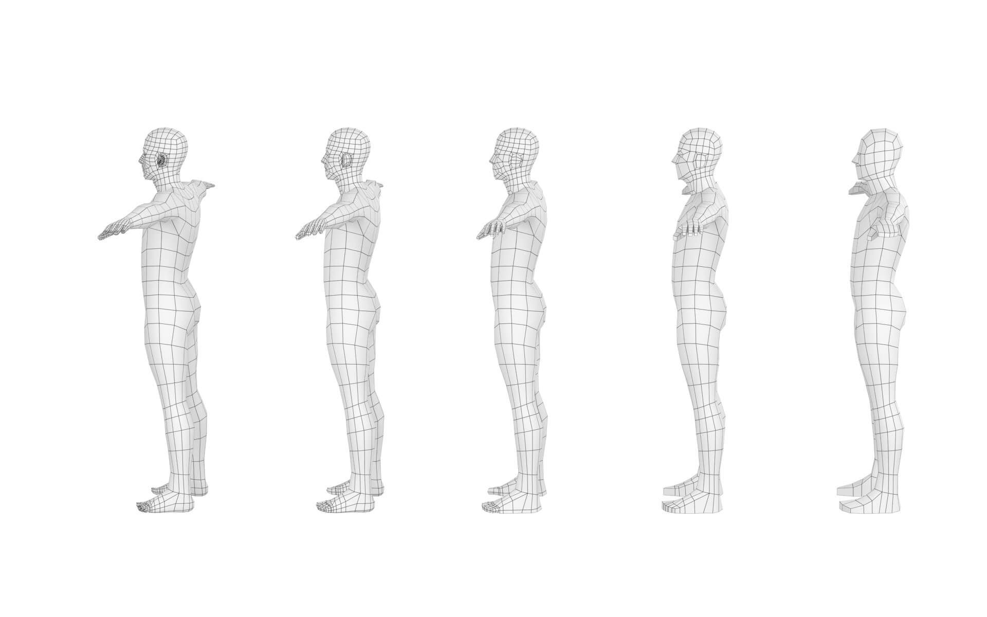 Natural Male in T-Pose in 5 Topologies 3D Model by Valerii-Kaliuzhnyi
