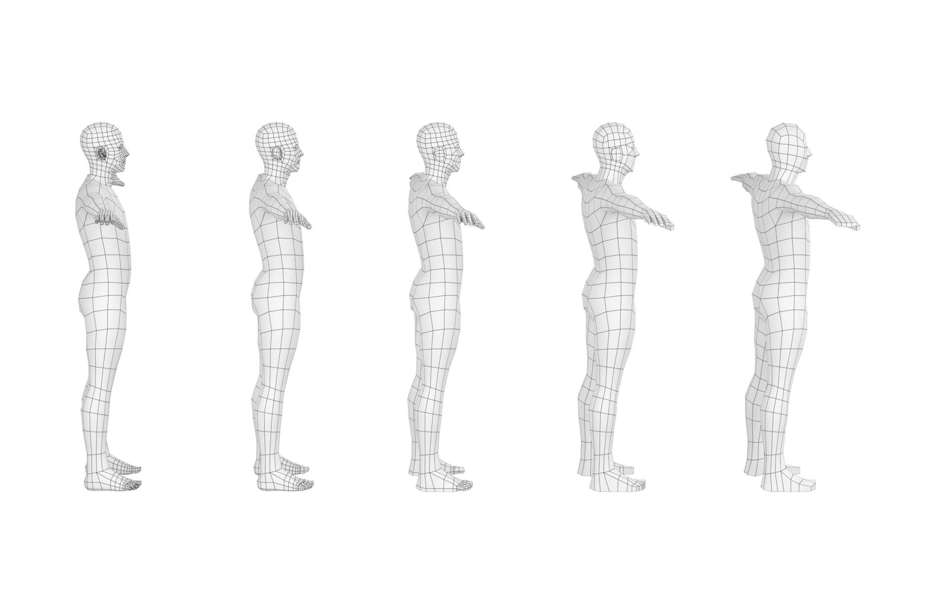 Natural Male in T-Pose in 5 Topologies 3D Model by Valerii-Kaliuzhnyi