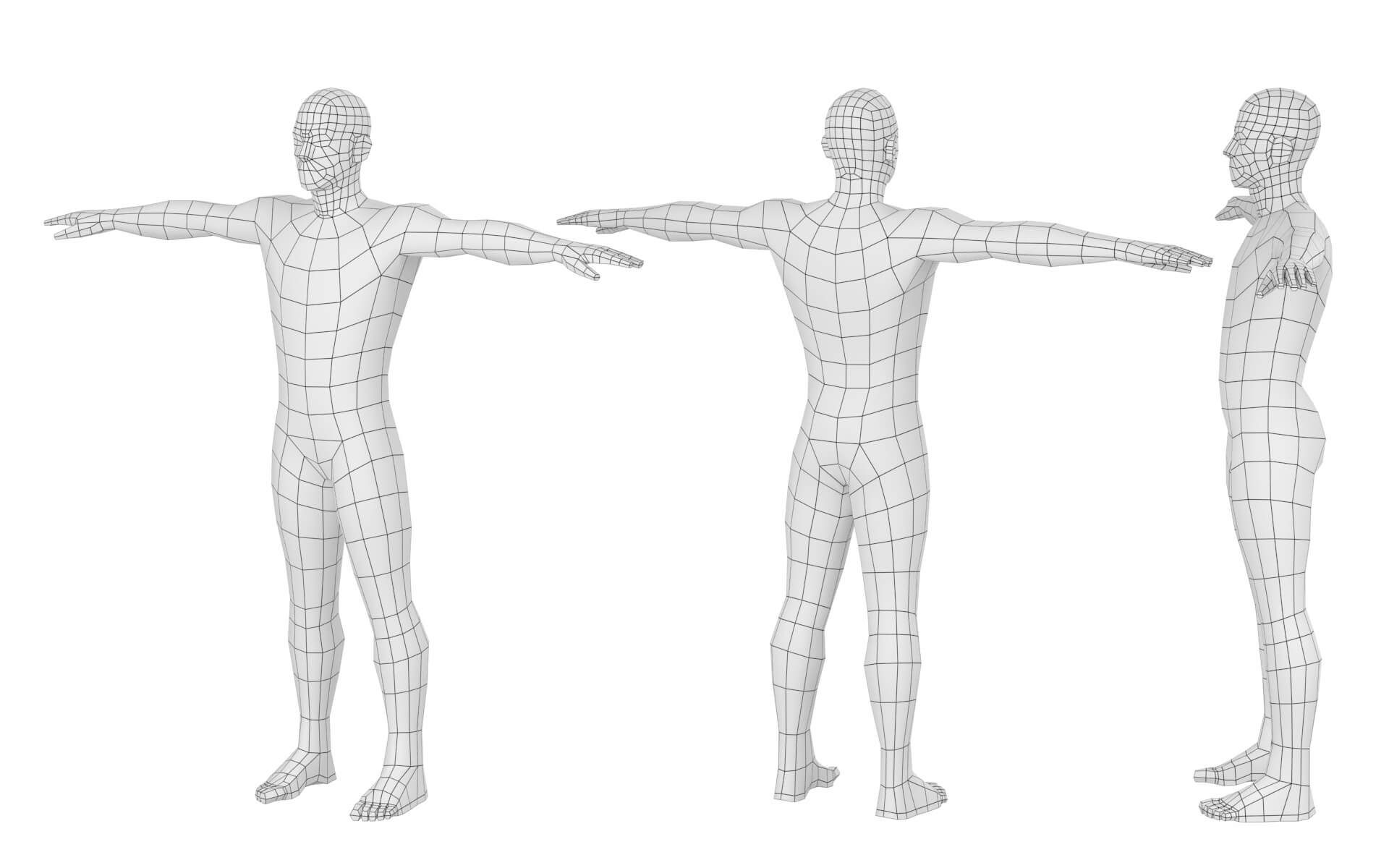 Natural Male in T-Pose in 5 Topologies 3D Model by Valerii-Kaliuzhnyi