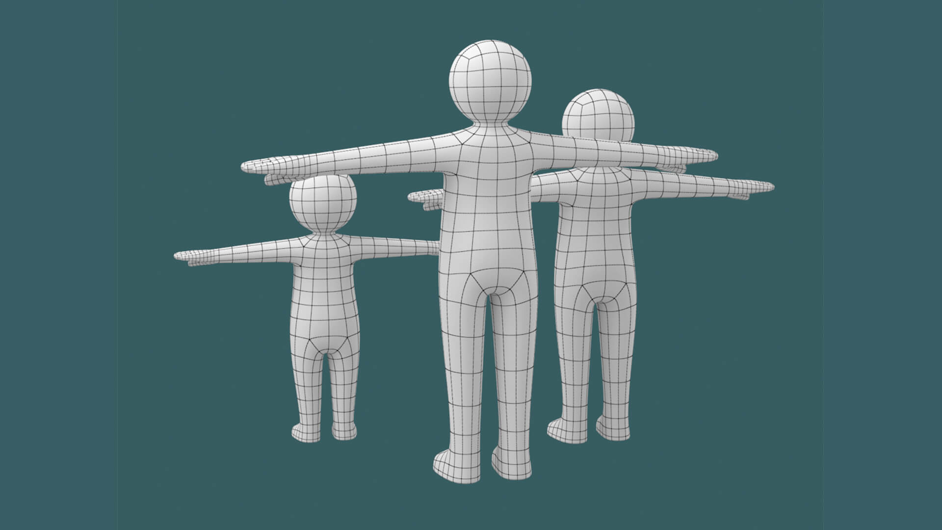 Stickman Kids in T-Pose Bundle 3D Model by Valerii-Kaliuzhnyi