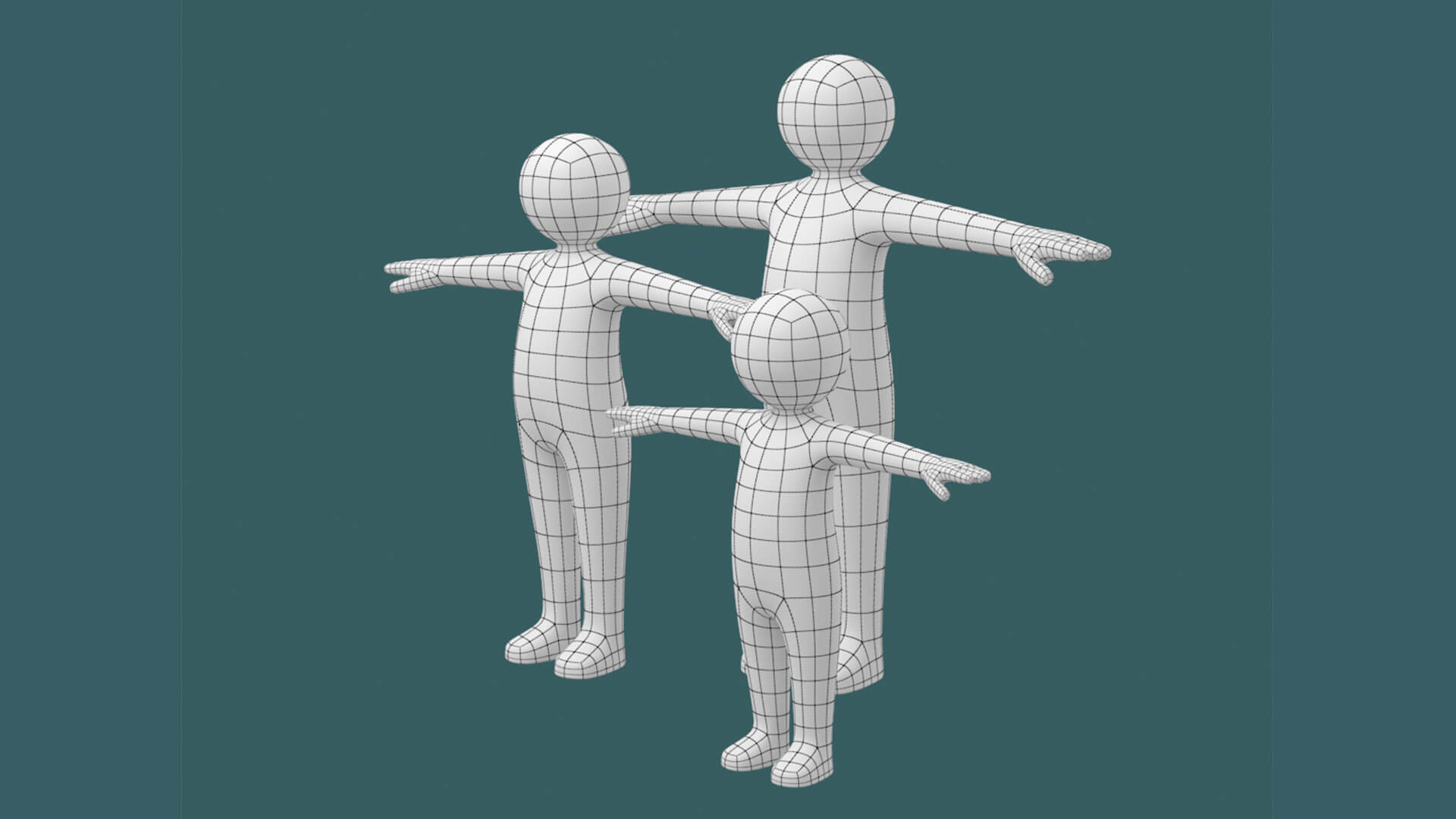 Stickman Kids in T-Pose Bundle 3D Model by Valerii-Kaliuzhnyi