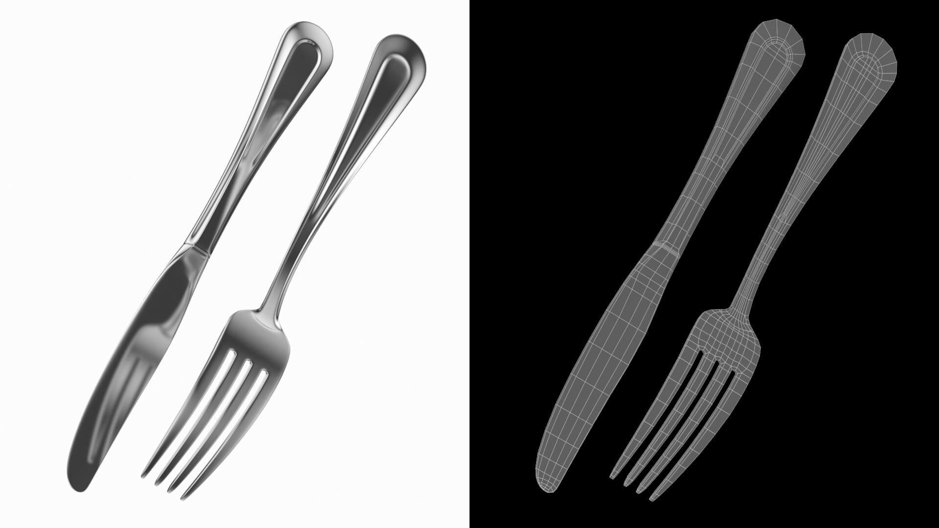 Table Dinner Knife and Fork Classic Cutlery - 3D Model by Valerii ...