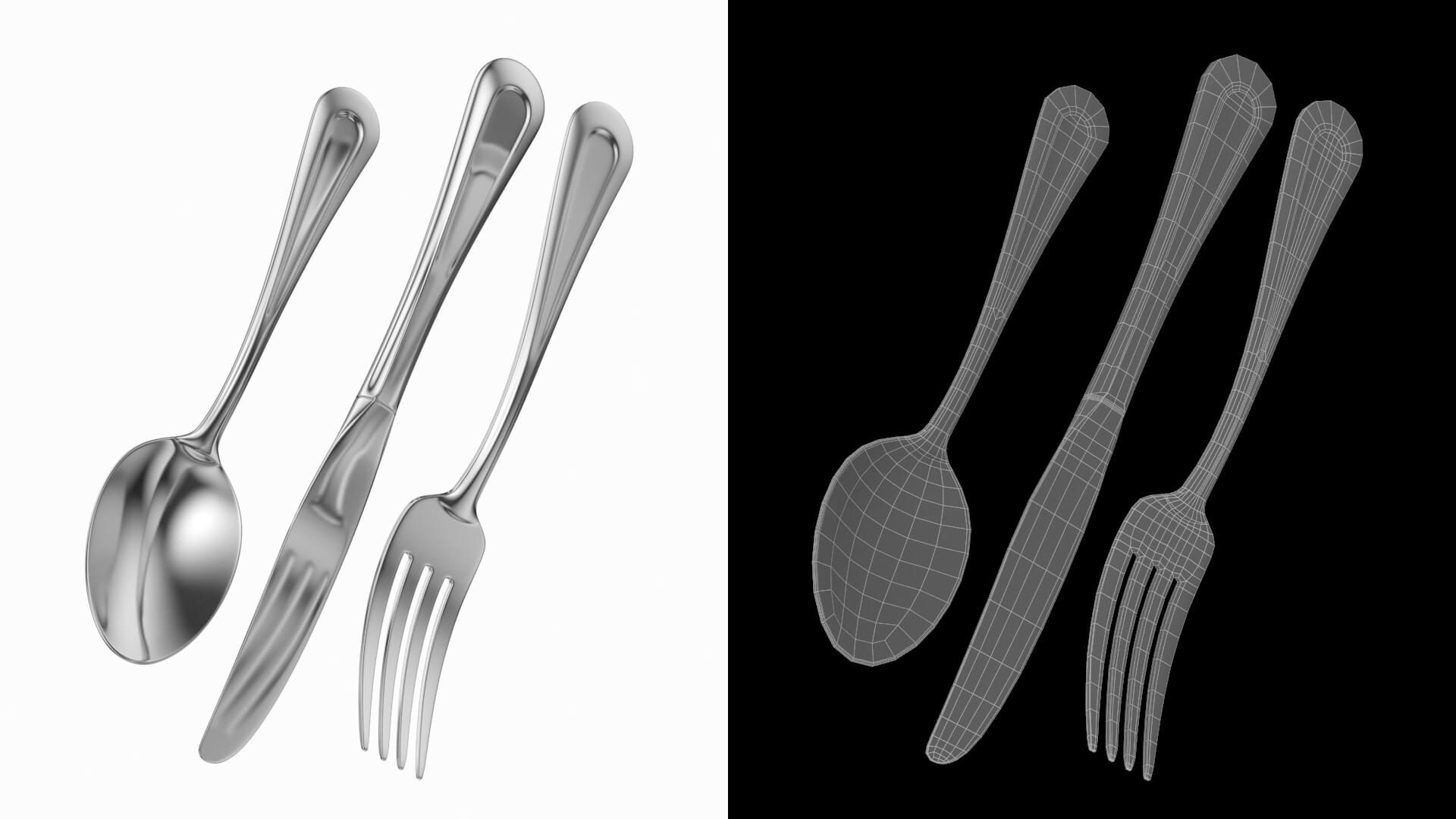 Table Dinner Knife Fork Spoon Classic Cutlery Collection - 3D Model by ...