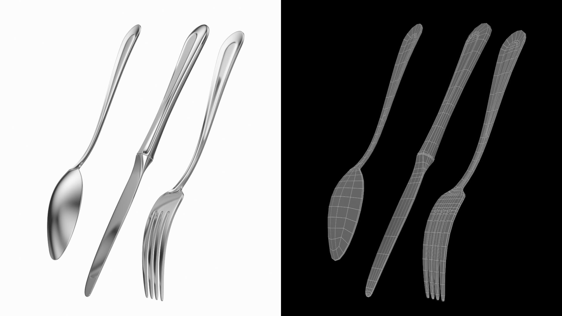 Table Dinner Knife Fork Spoon Classic Cutlery Collection - 3D Model by ...