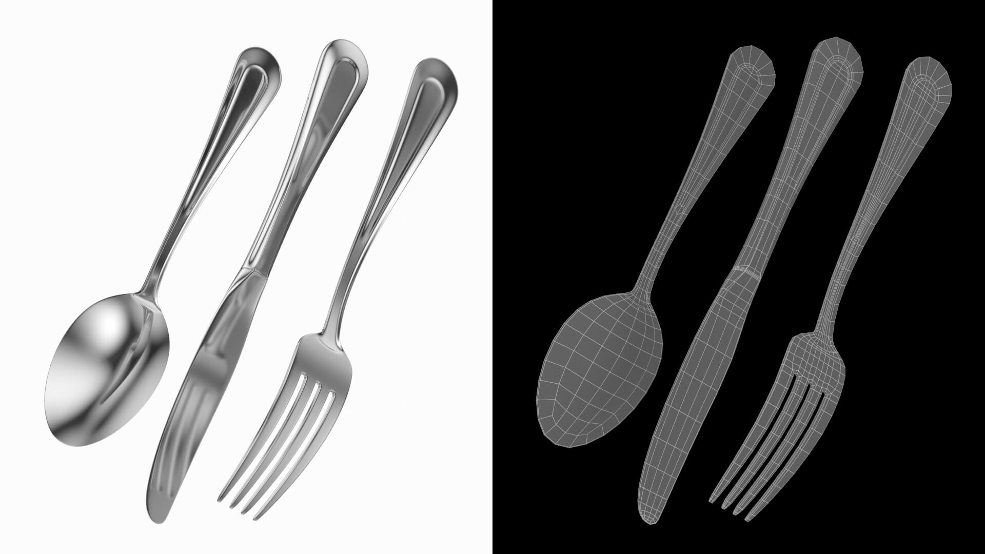 Table Dinner Knife Fork Spoon Classic Cutlery Collection - 3D Model by ...