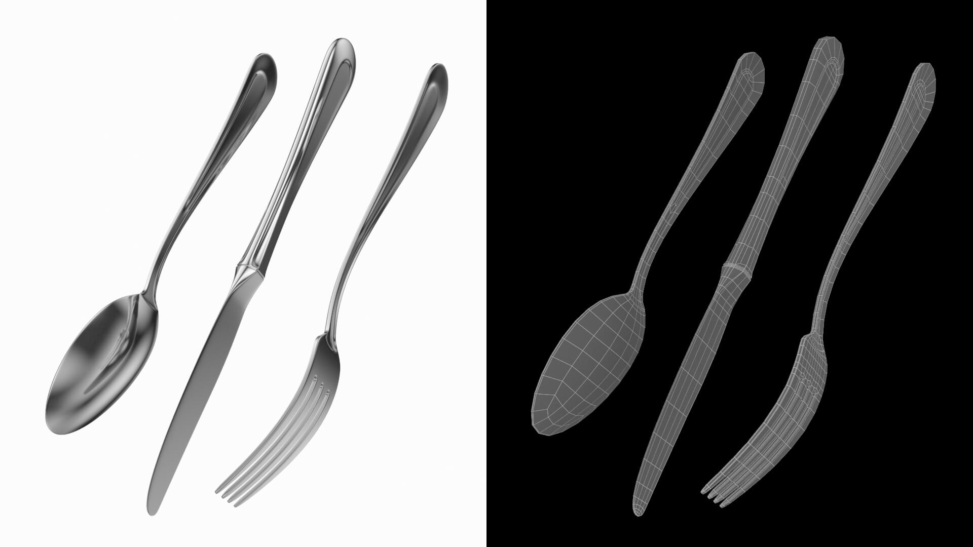 Table Dinner Knife Fork Spoon Classic Cutlery Collection - 3D Model by ...