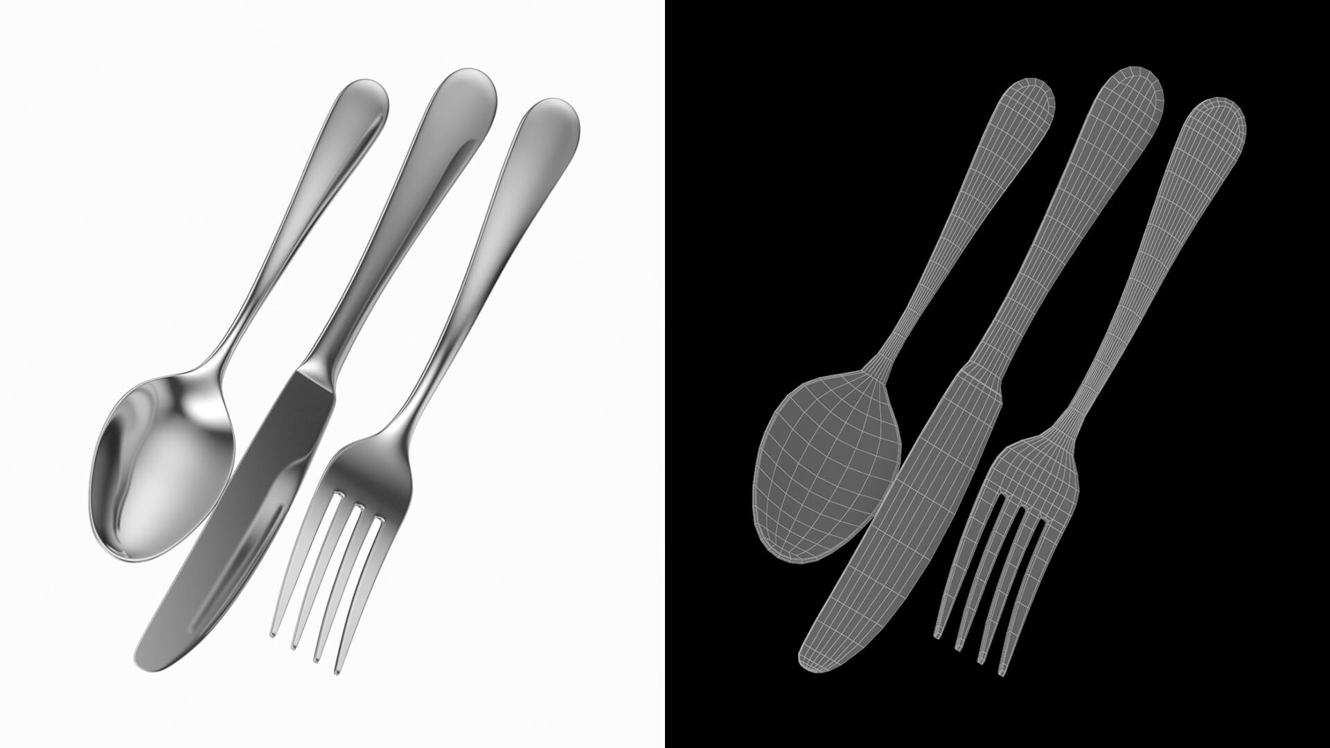 Table Dinner Knife Fork Spoon Generic Cutlery - 3D Model by Valerii ...
