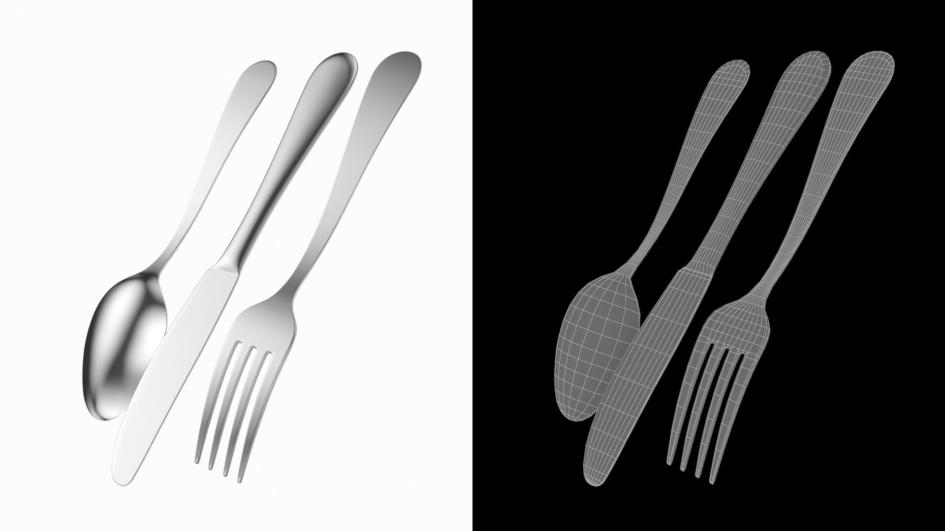 Table Dinner Knife Fork Spoon Generic Cutlery - 3D Model by Valerii ...