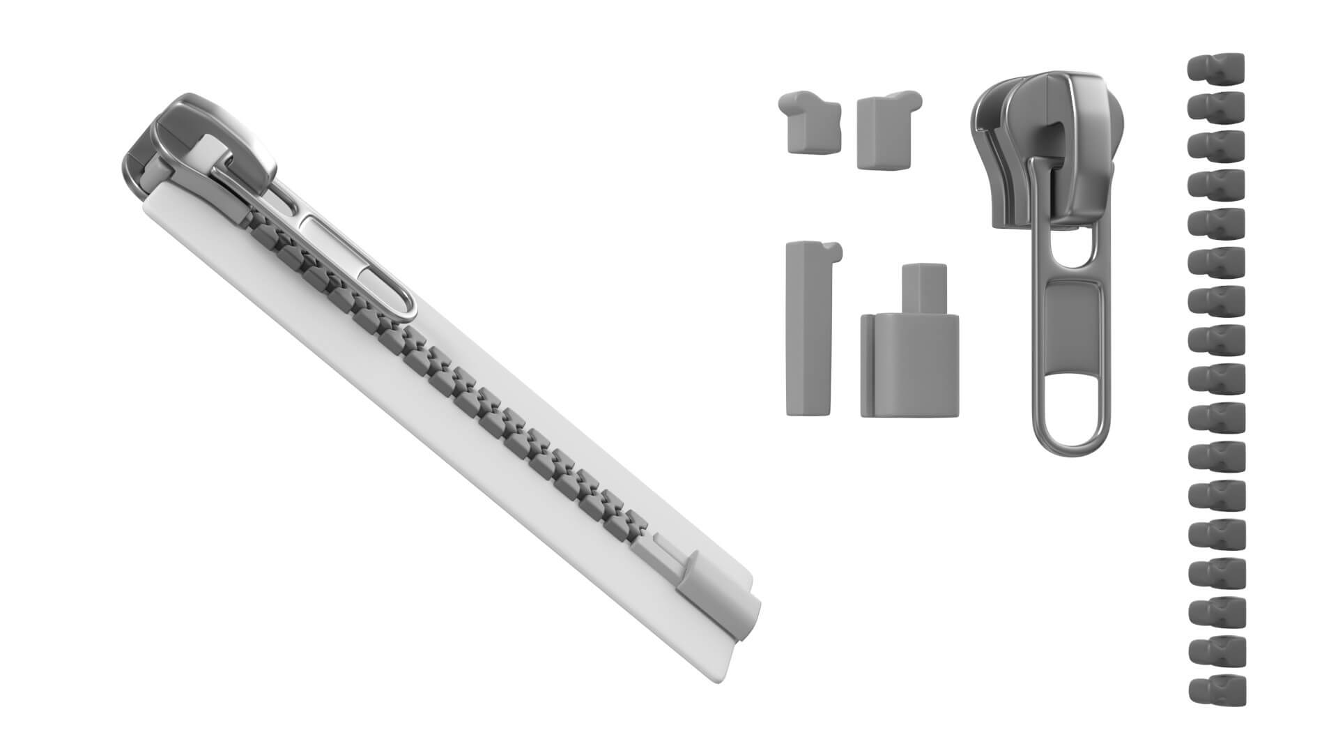 Zip Fastener for Outerwear With 5cm Teeth Rows - 3D Model by Valerii ...