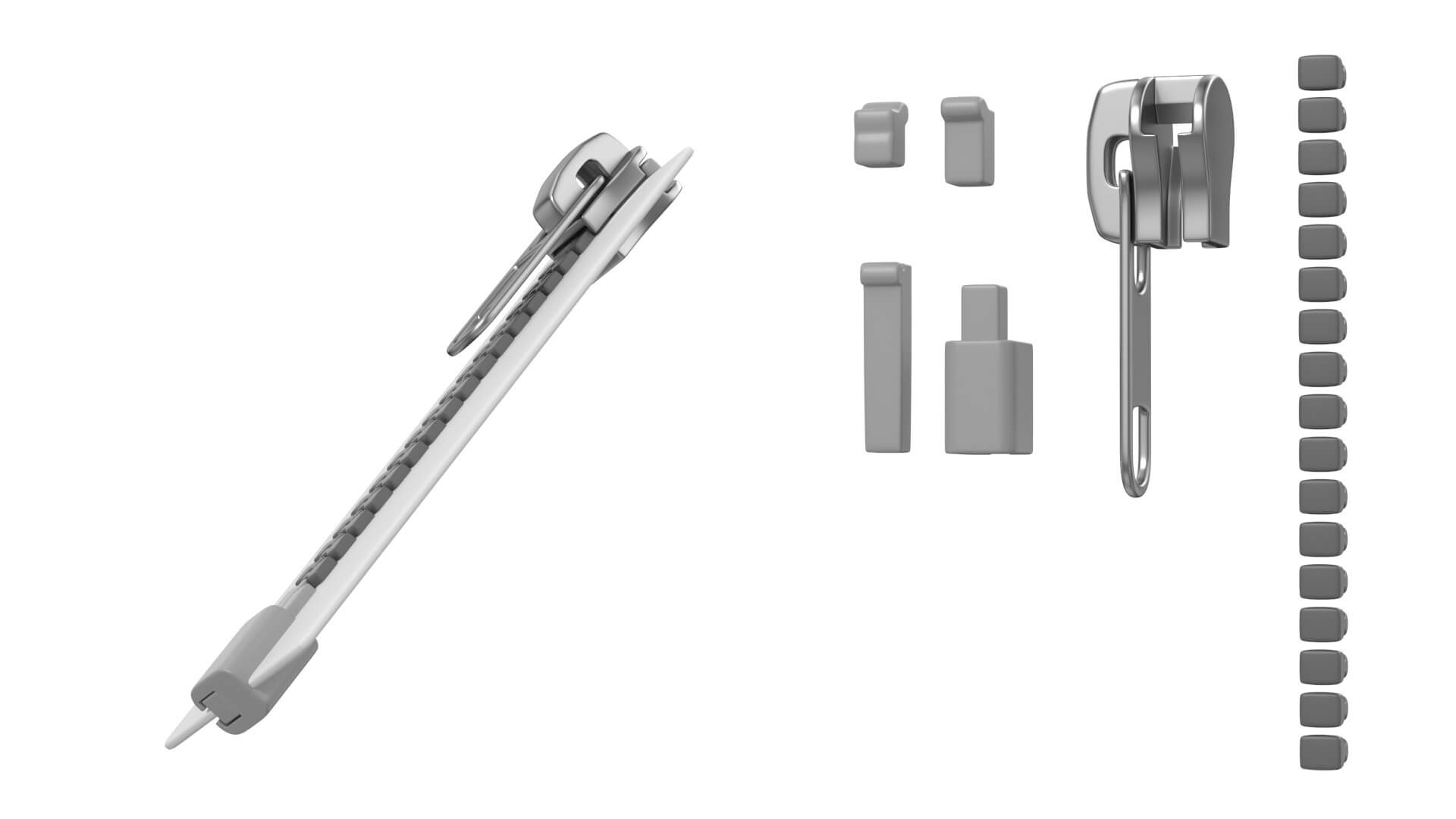 Zip Fastener for Outerwear With 5cm Teeth Rows - 3D Model by Valerii ...